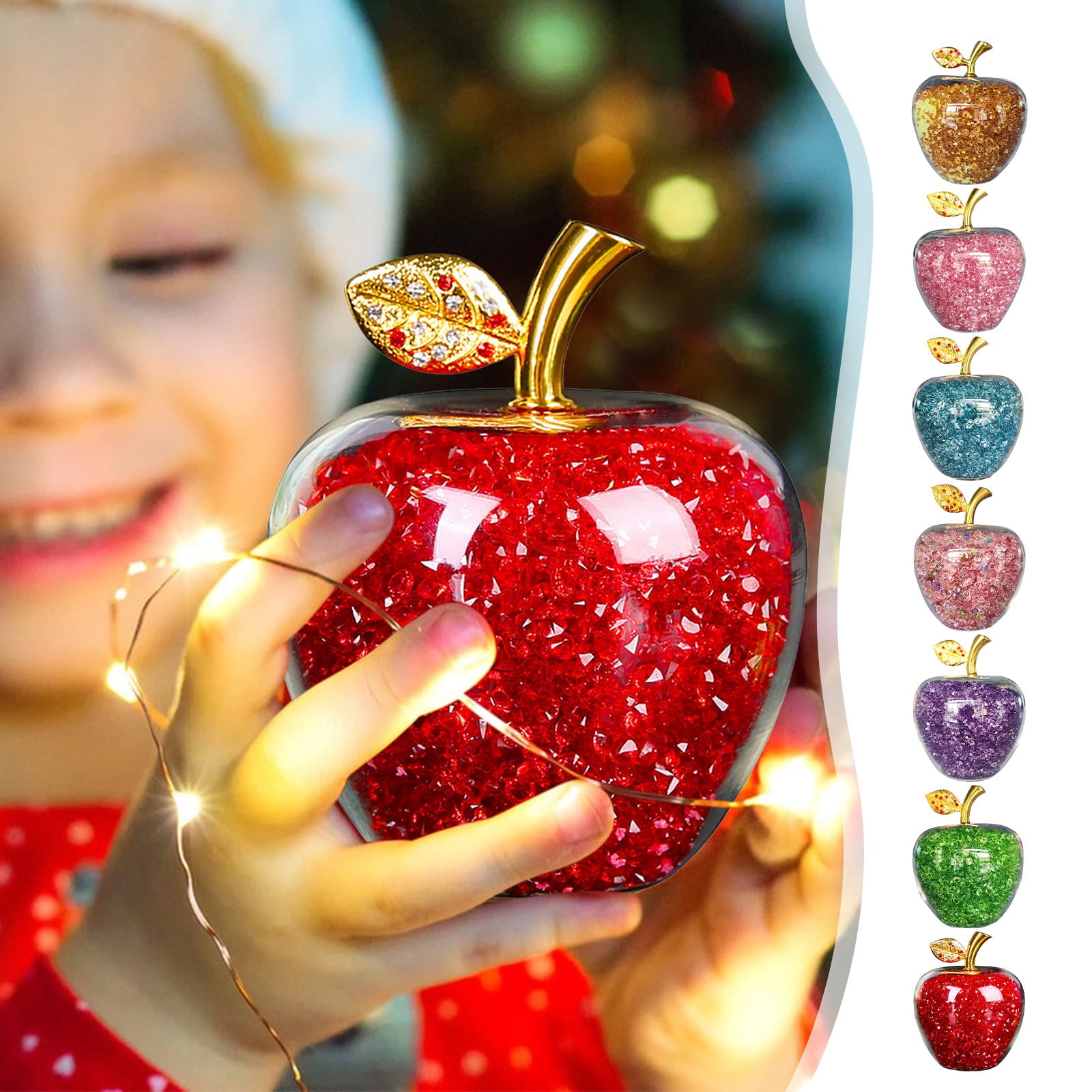 Fnochy Christmas Crystal Apple Figurine Paperweight, Glass Apple ...