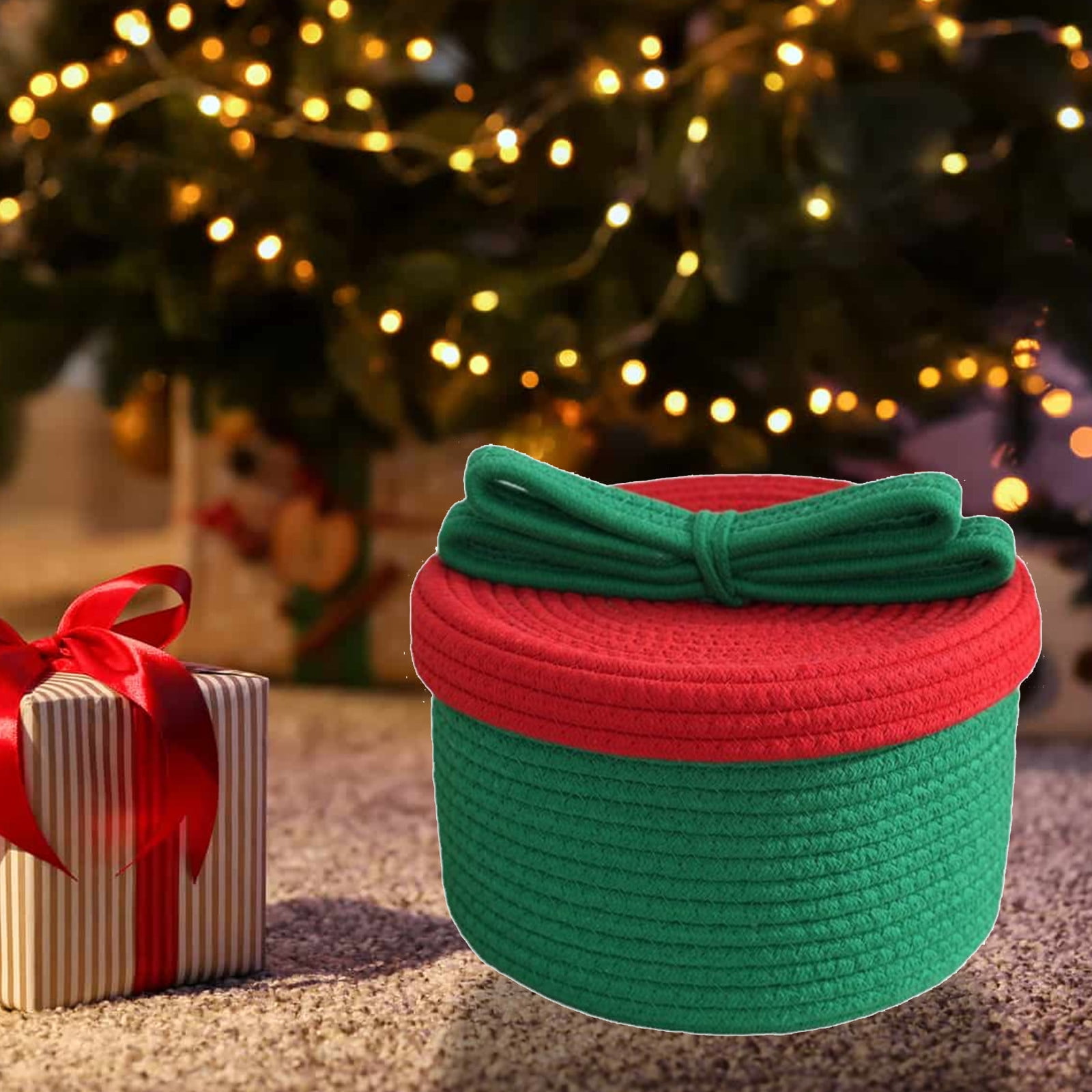 Floleo Christmas Gift Storage Basket, Cotton Rope Woven Storage Baskets ...