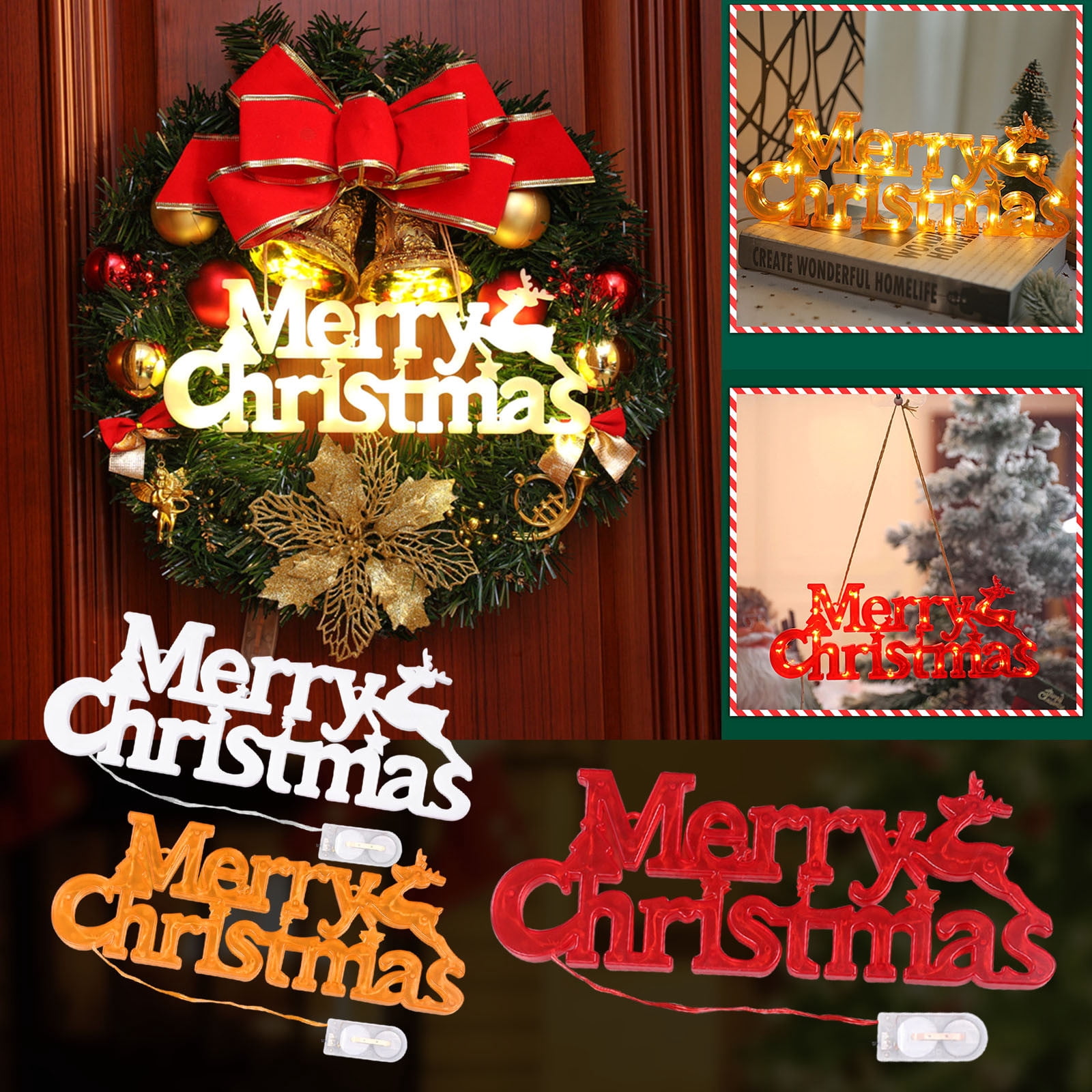 Floleo Christmas Led Neon Merry Sign - Battery Operated LED Lights For ...