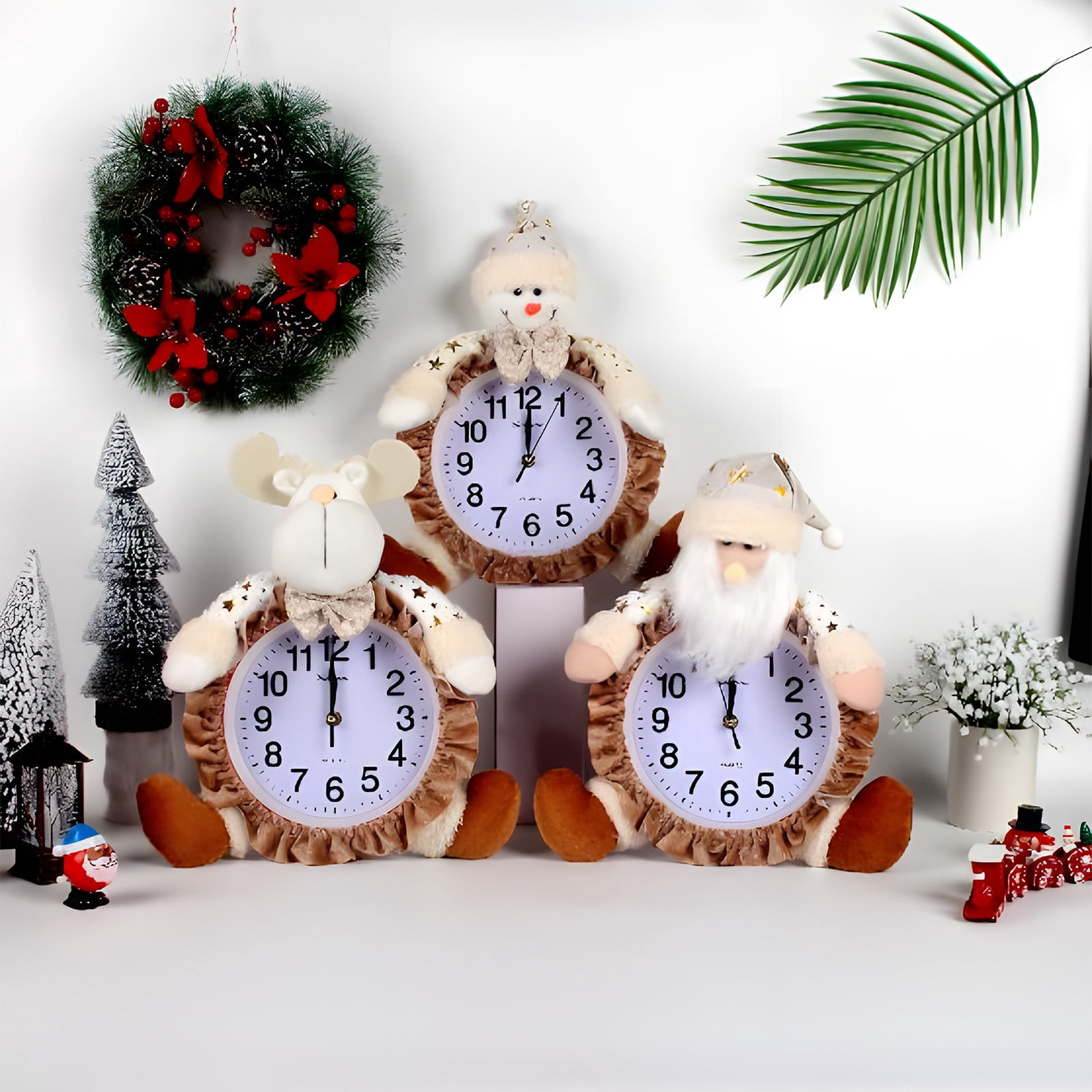 Floleo Christmas Santa Claus Clock Tabletop Clock Alarm Clock Christmas ...
