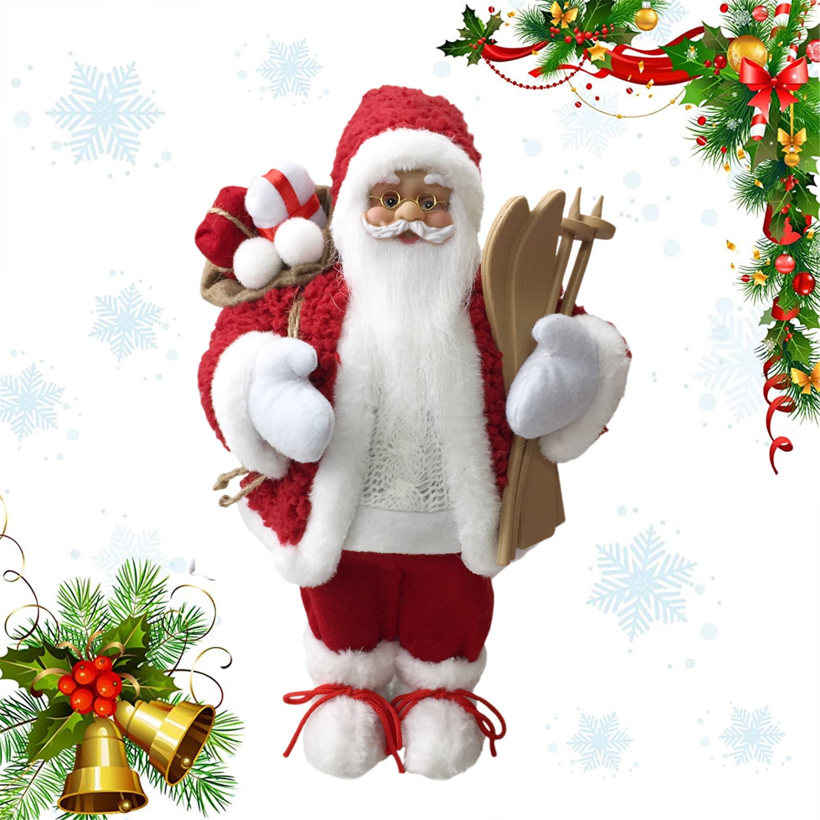 Floleo Christmas Santa Claus Standing Figurine Sculpture, Cute Santa ...