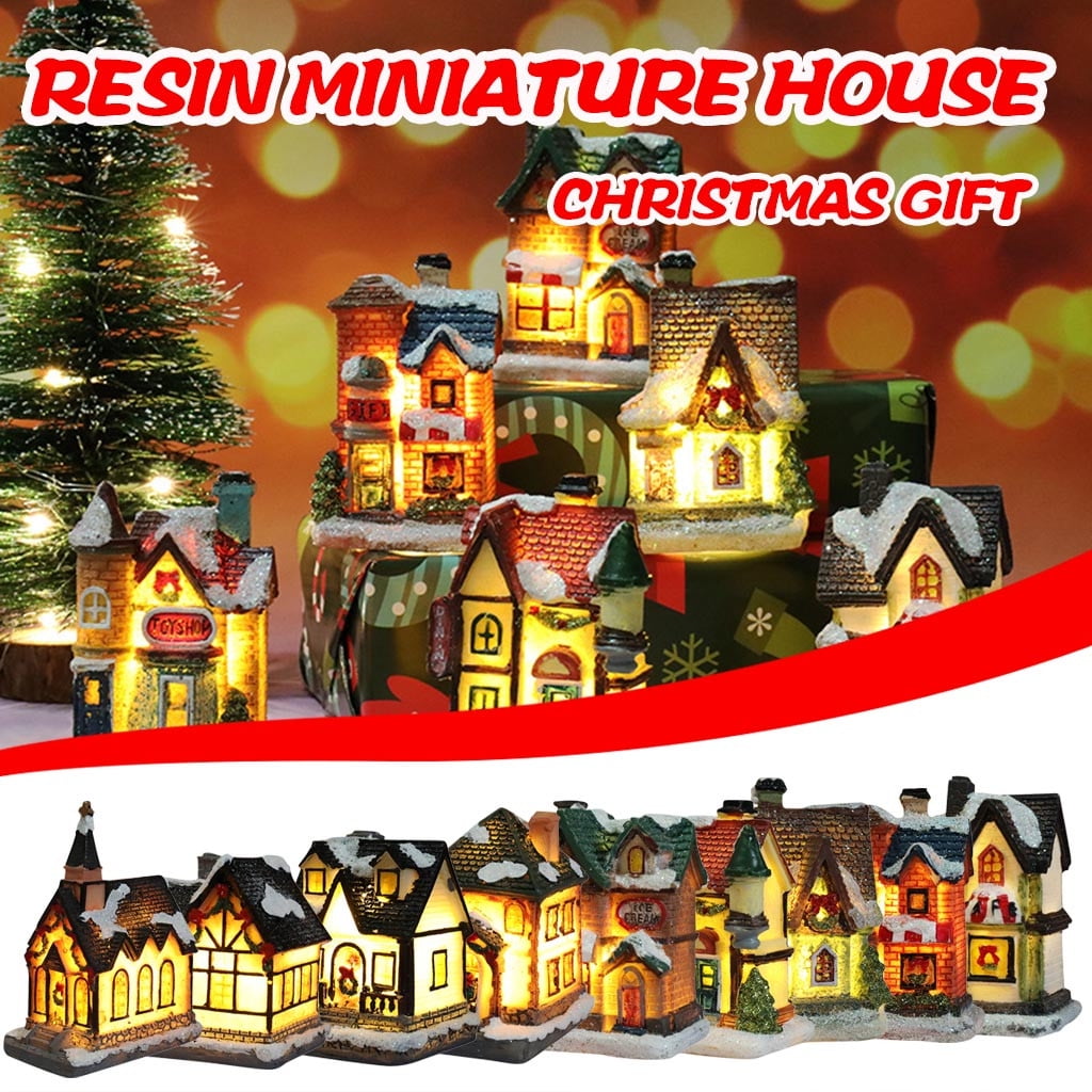 Floleo Christmas Village Sets Christmas Decoration, LED Lighted ...