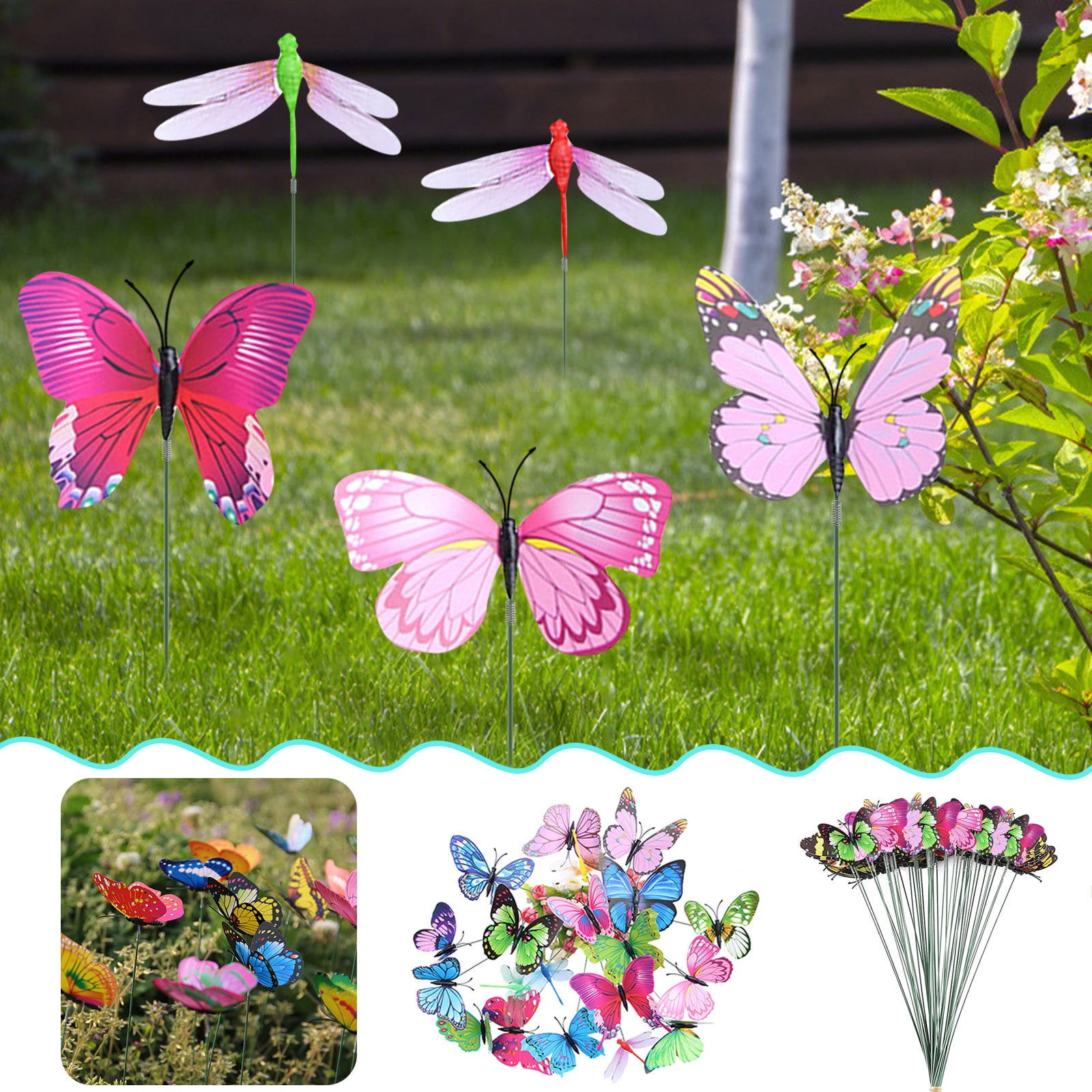 Floleo Clearance 24Pcs Garden Stick Butterflies, Colorful Outdoor ...