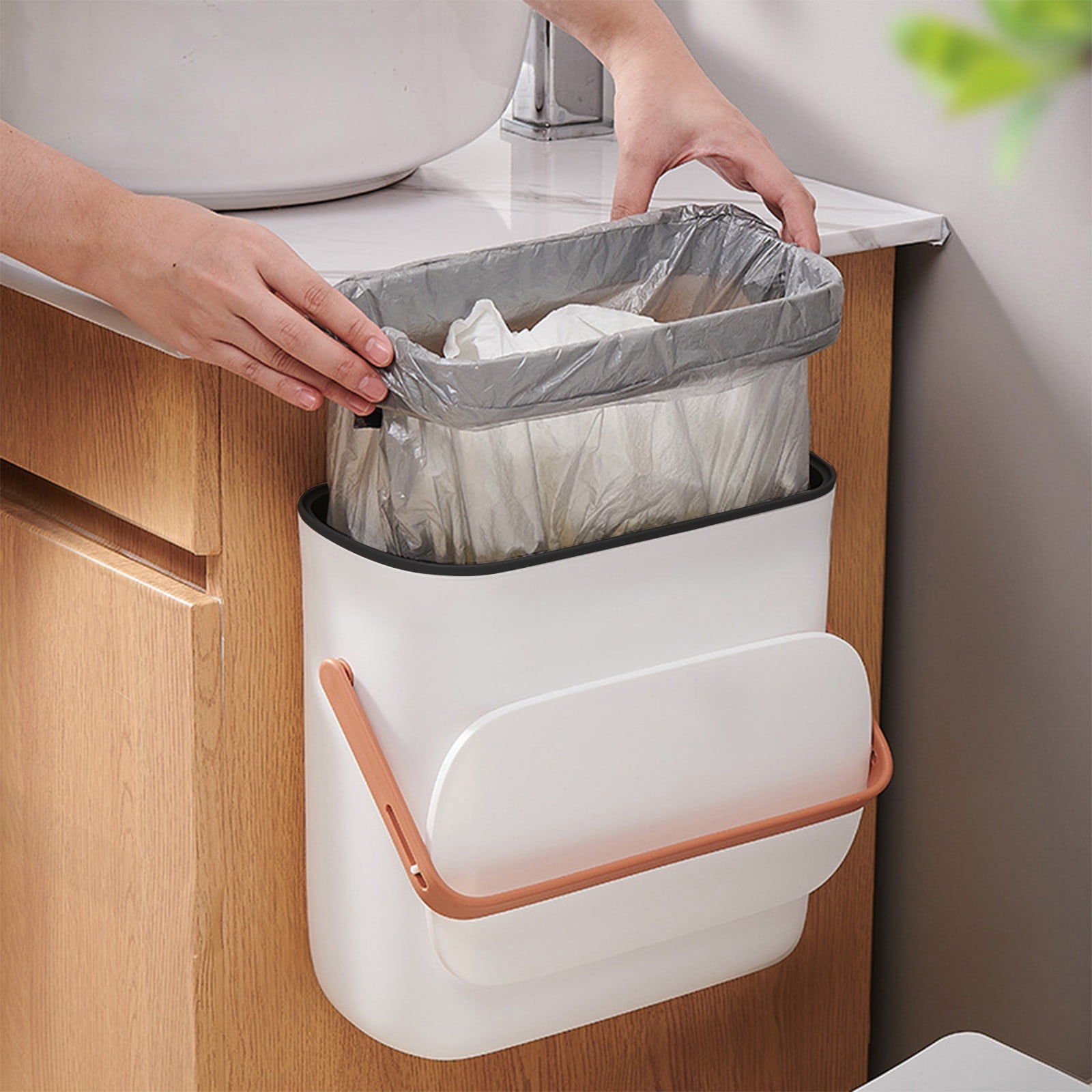 Floleo Compost Bin Indoor Kitchen Sealed, Hanging Small Trash Can With ...