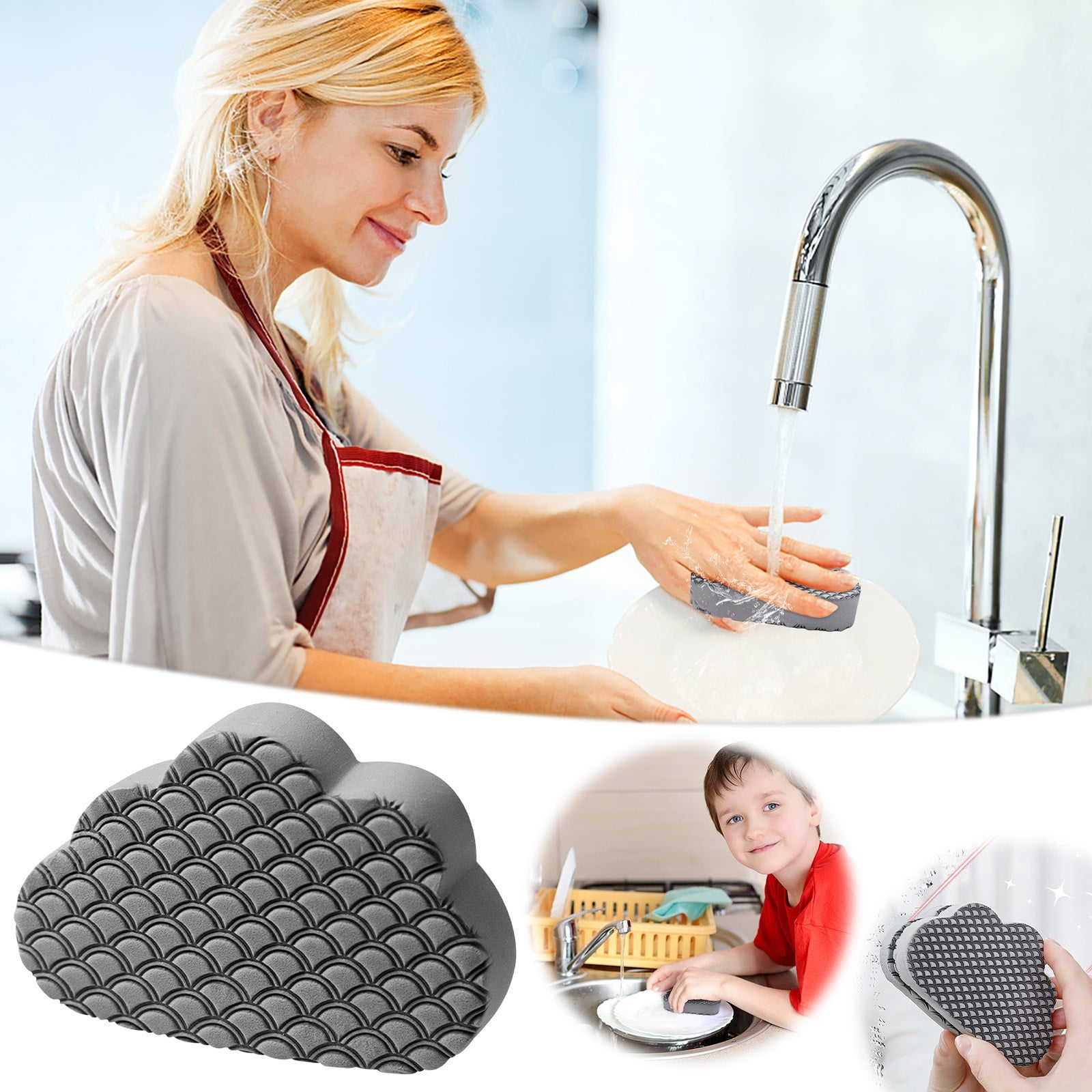 Floleo Countertop Absorbent Sponge Scrubber for Stains, Strong Water ...
