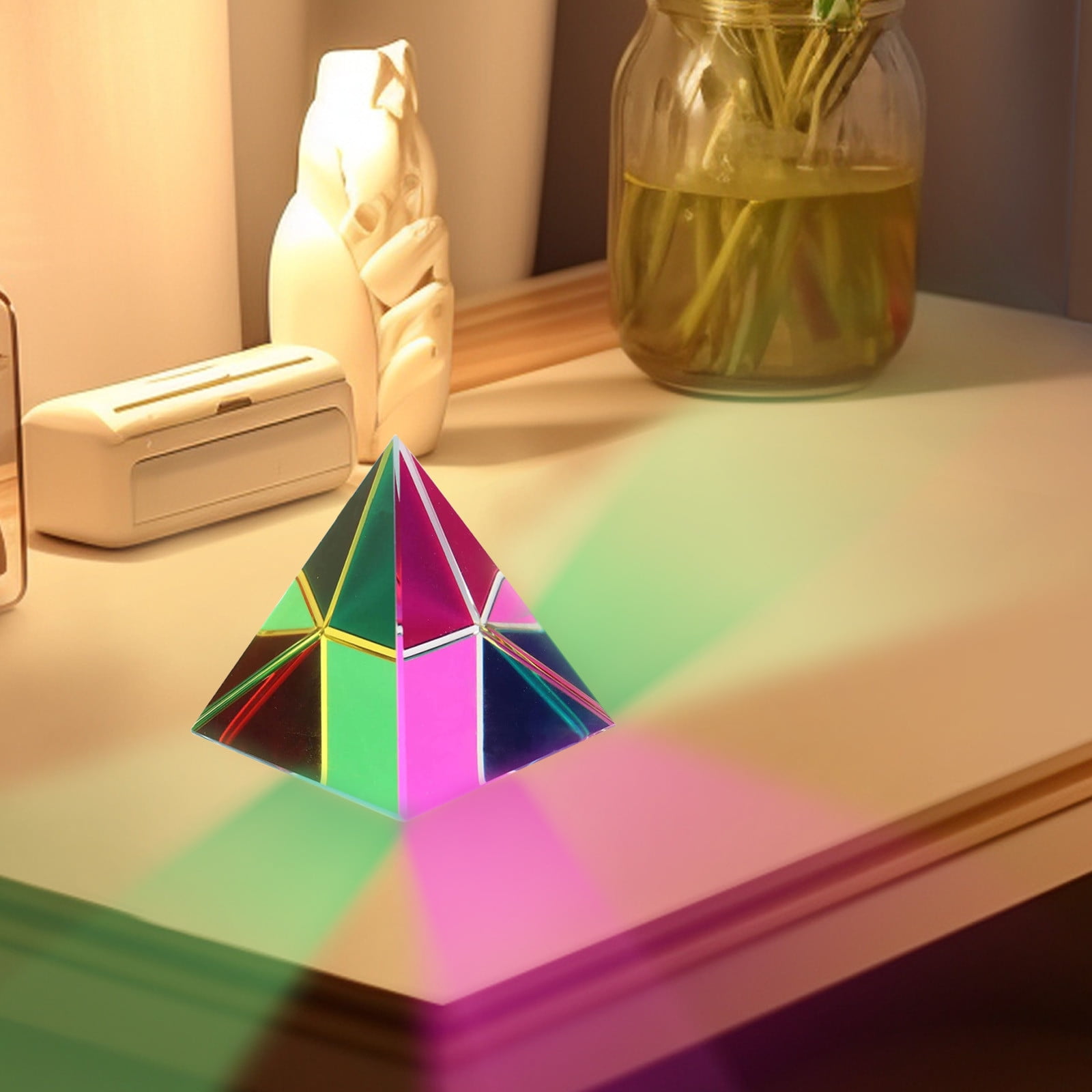 Floleo Crystal Pyramid Iridescent Suncatchers Crystal Prism Rainbow ...