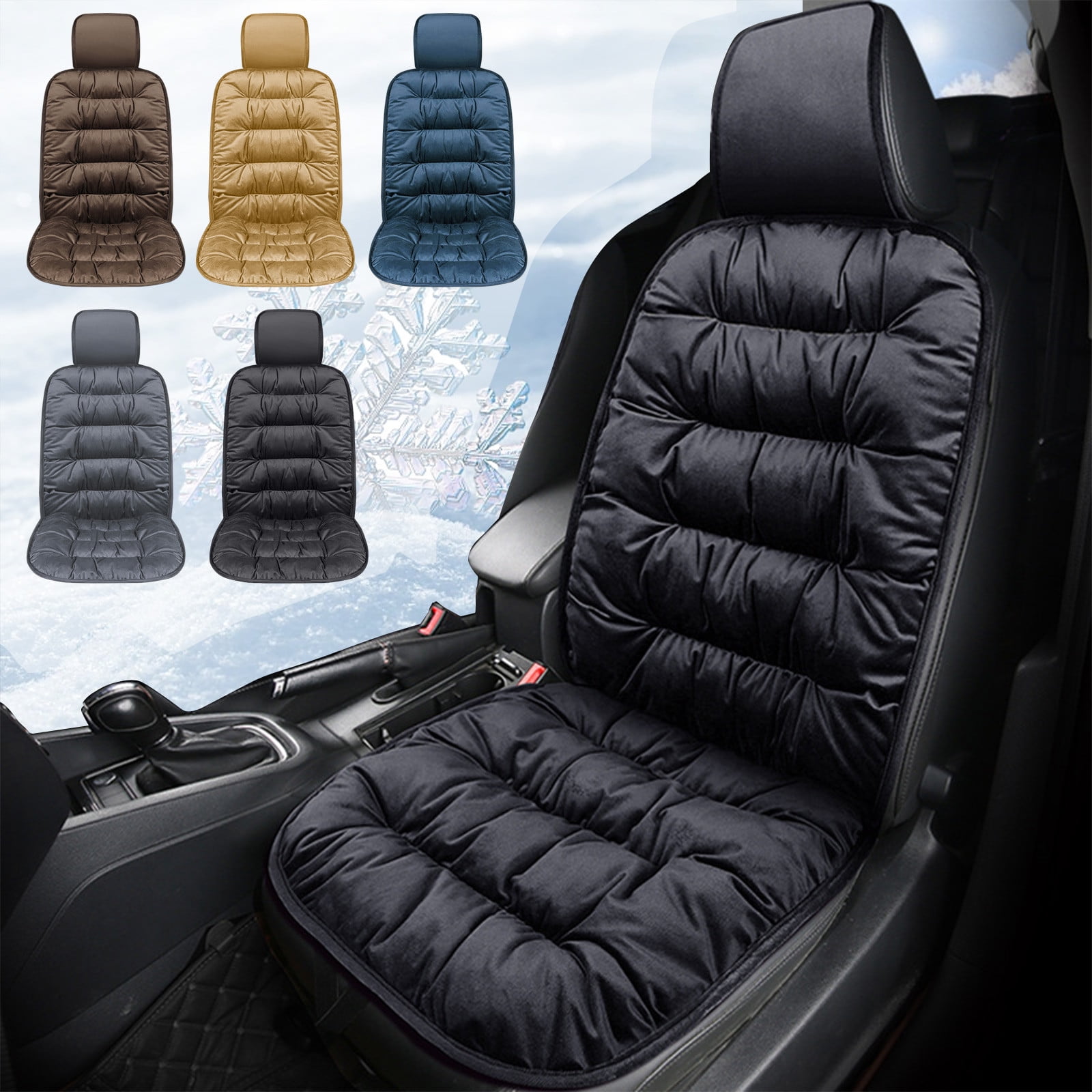 Fnochy Cushioned Car Seat Cover, Warm Short Plush Seat Cushion For ...