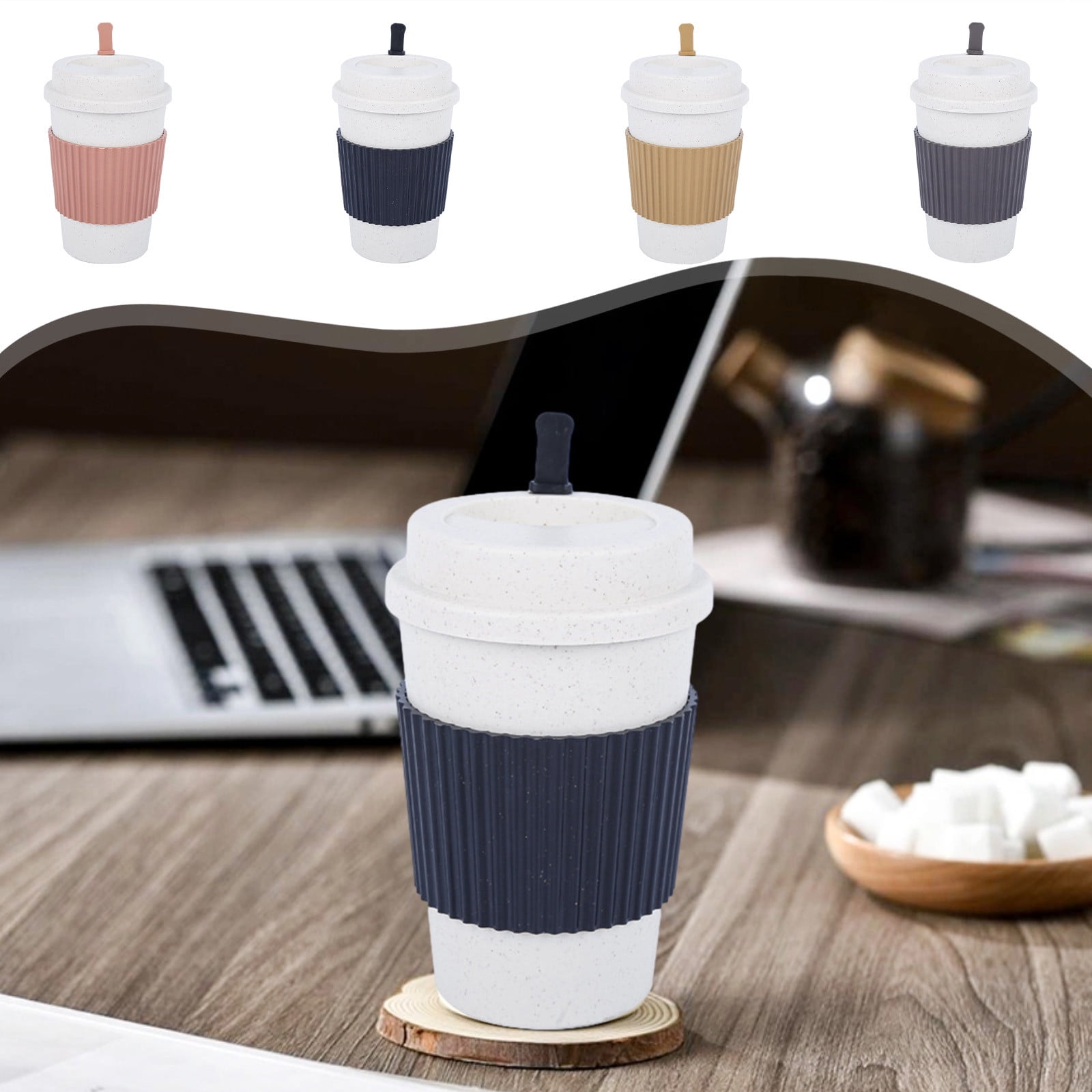 Floleo Eco-Friendly Reusable Wheat Straw Coffee Cup, Hot/Cold Cups For ...