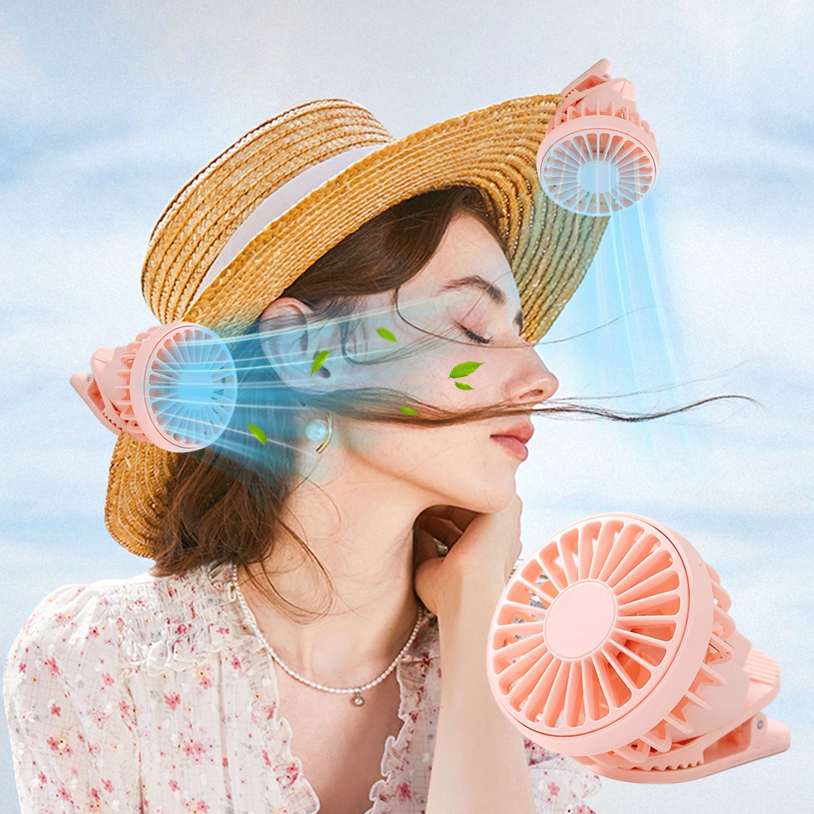 Floleo Fan Hat with Solar & USB Rechargeable, Portable Clip On Fan for ...