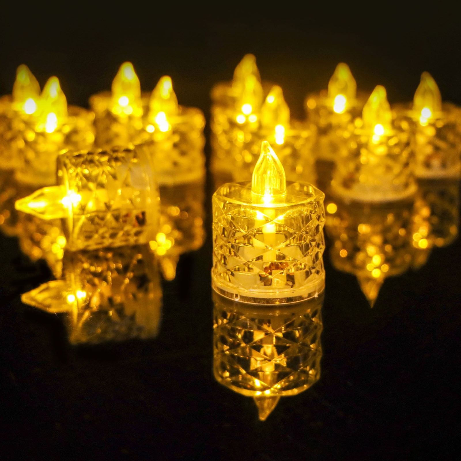 Floleo Flameless Crystal Candle Lights, 12 Packs Of Flashing Battery ...