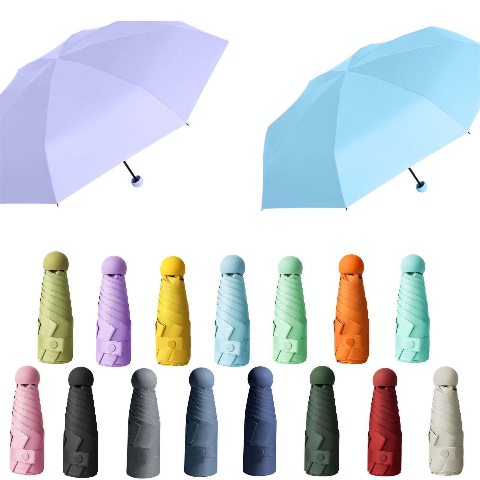 Floleo Flat Mini Travel Umbrella Folding Sun Umbrella UPF 50+ UV ...