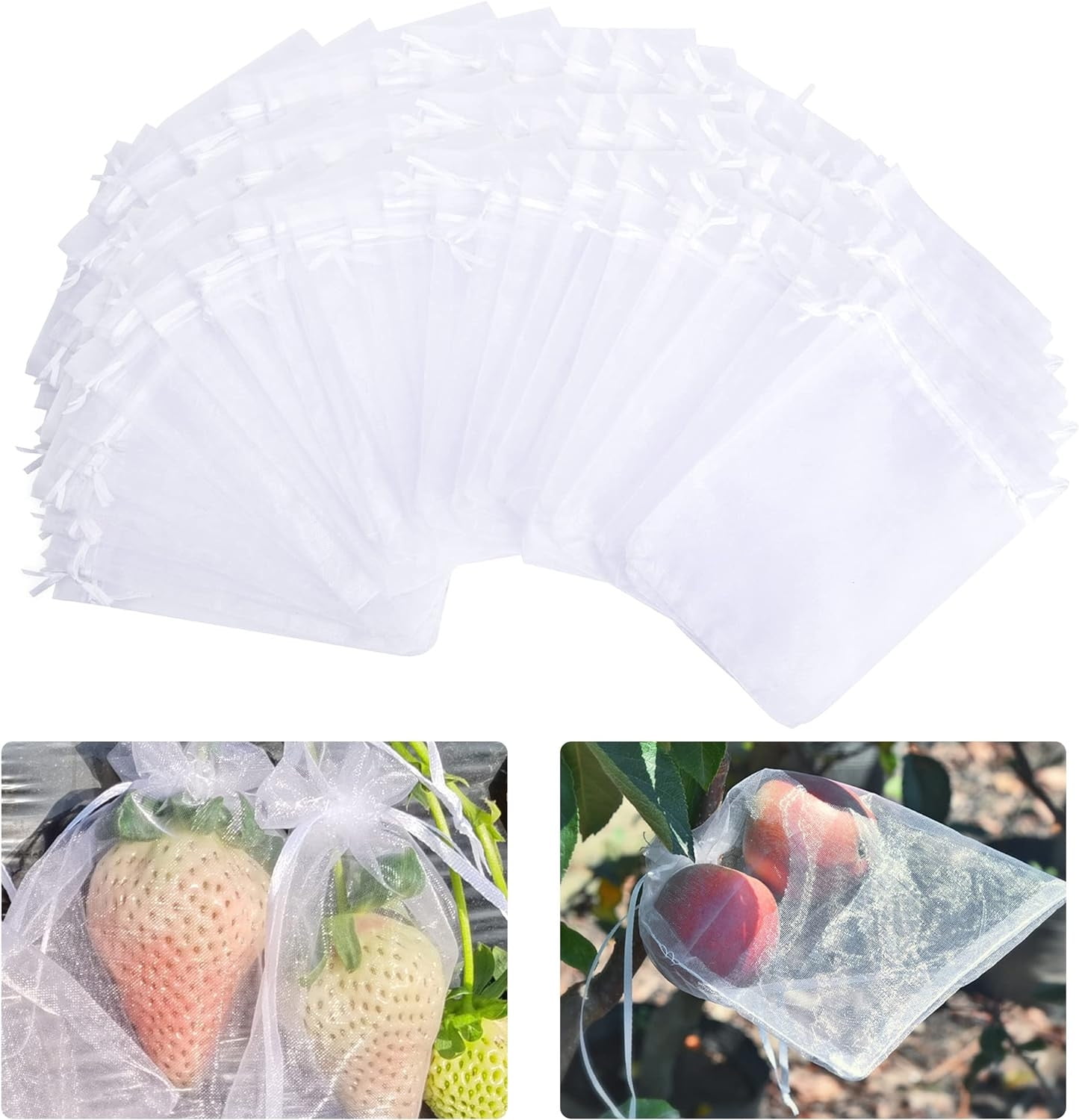 Floleo Fruit Protection Bags, Netting Bags 100Pcs, Net Barrier Bag ...