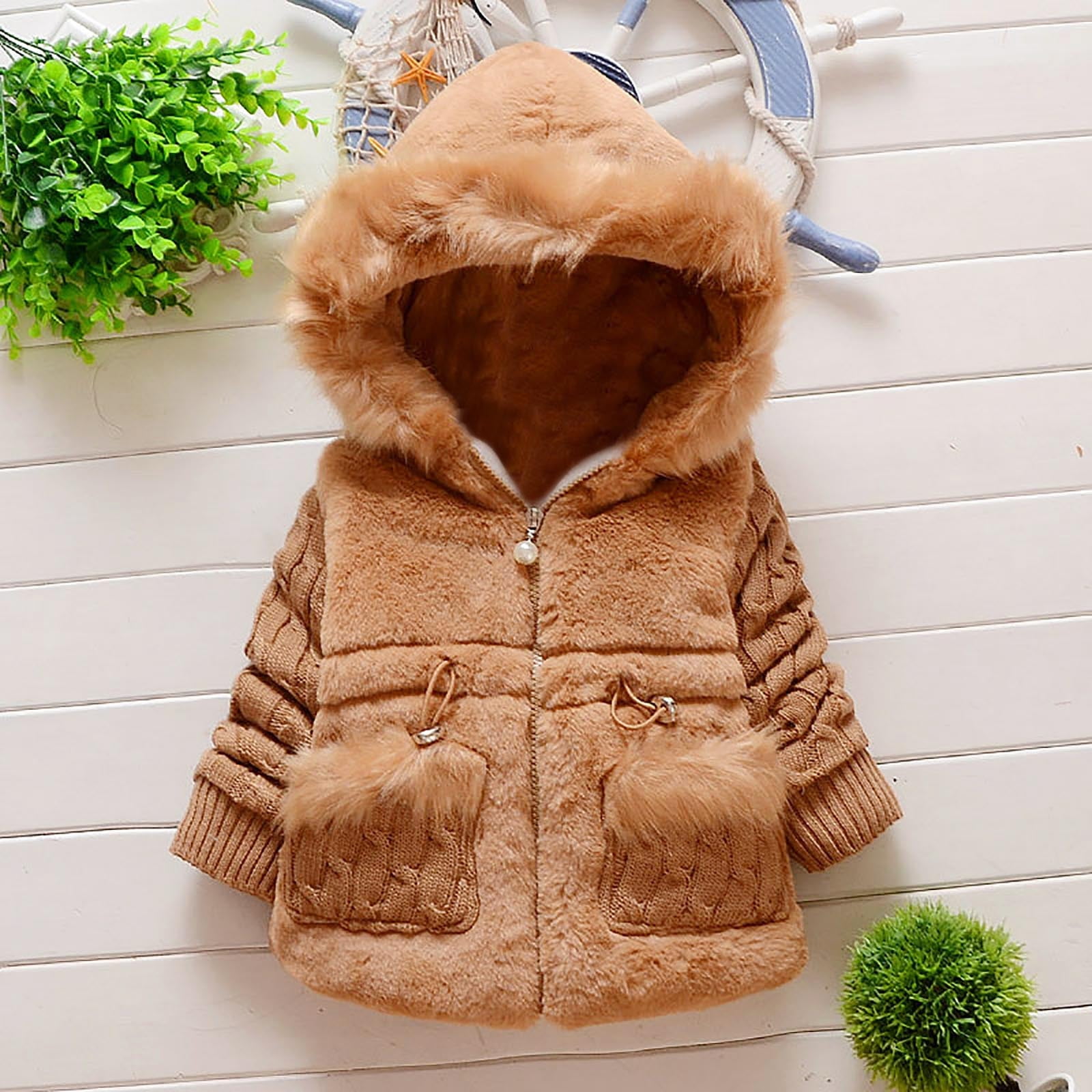 Floleo Girls Kids Outfits Toddler Kids Baby Girl Winter Jacket Warm Coat Thick Outwear Hooded ...