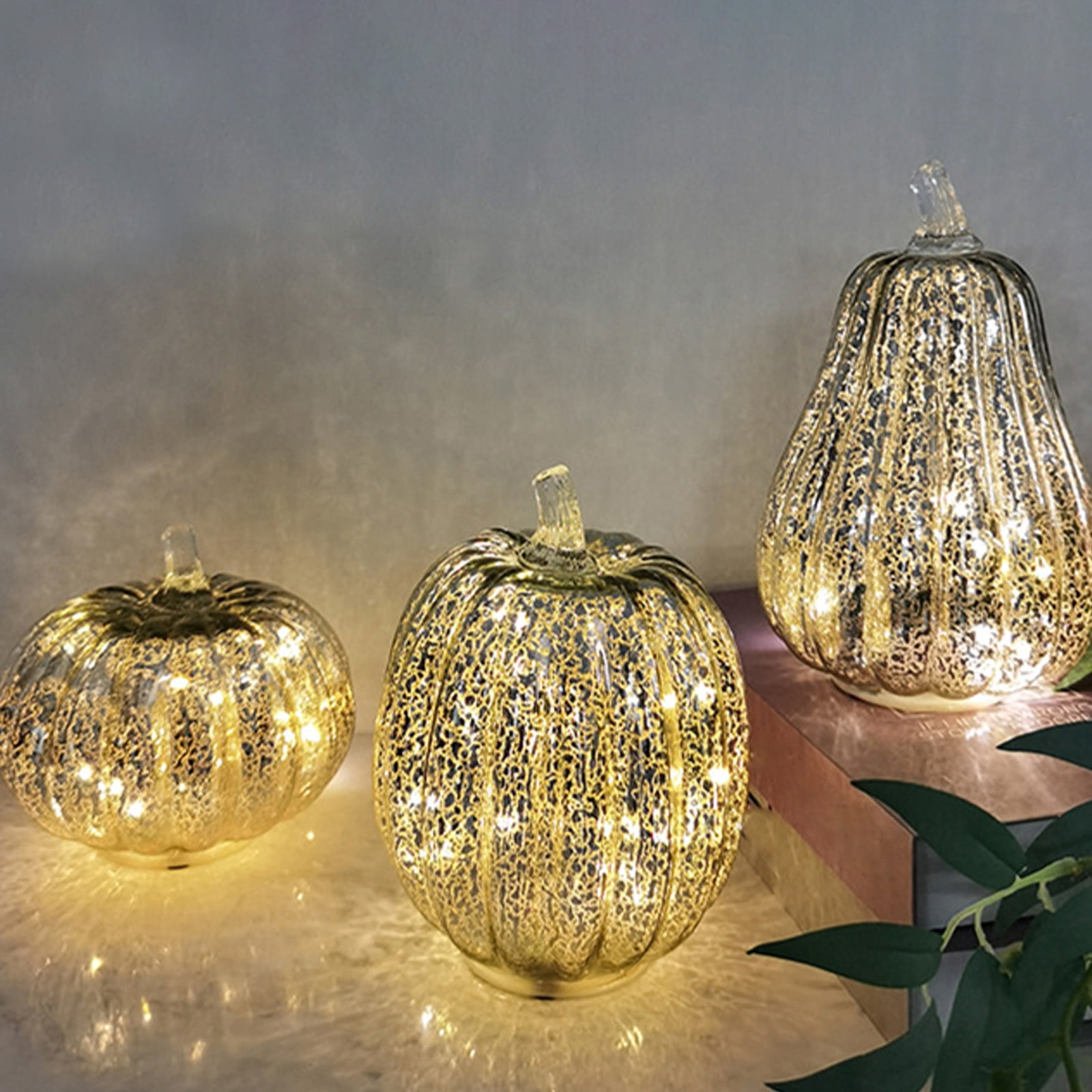 Fnochy Glass Pumpkin Light , With Fairy Lights Inside, Battery Operated ...