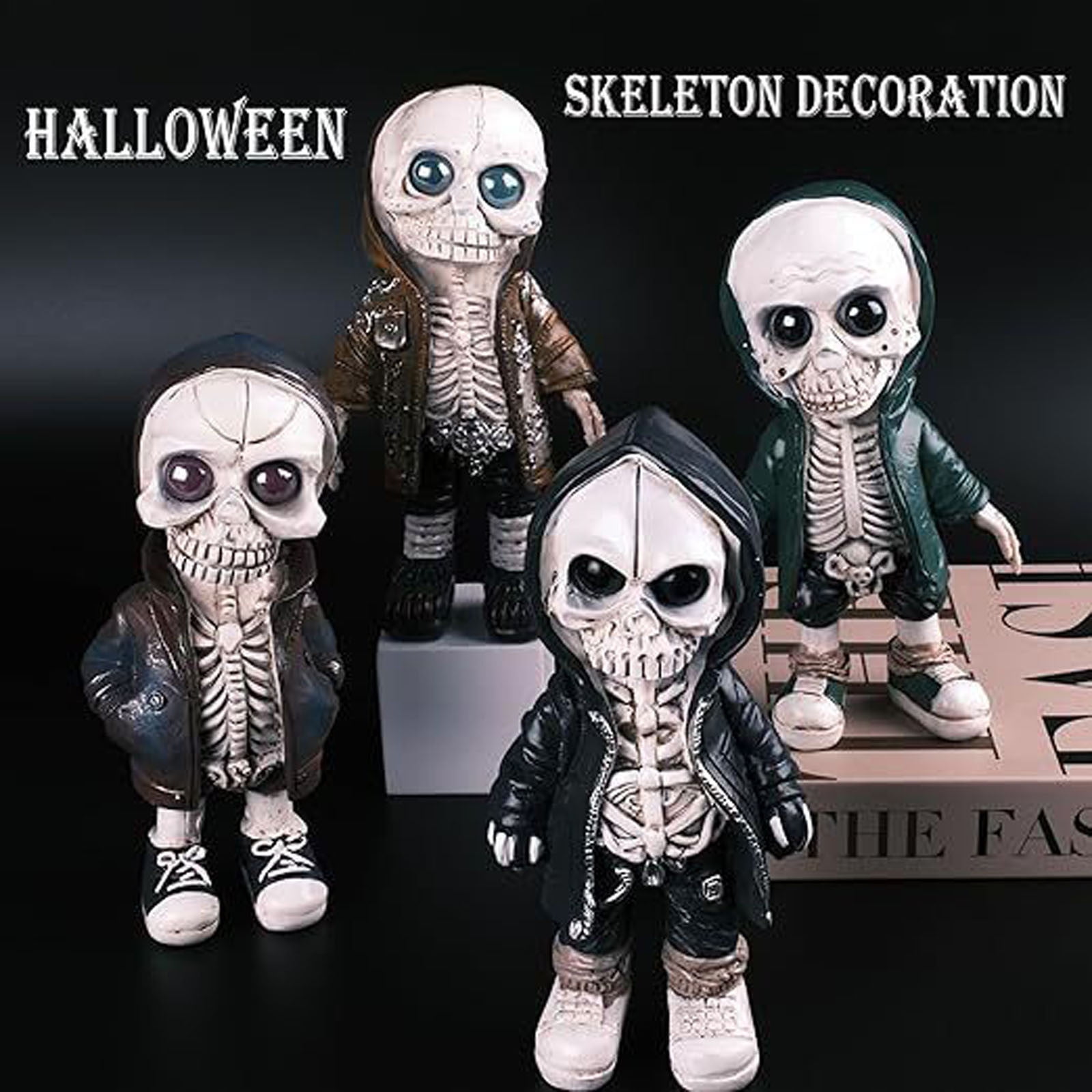 Floleo Halloween Cool Skeleton Man Figurines Street Dance Style Skull ...