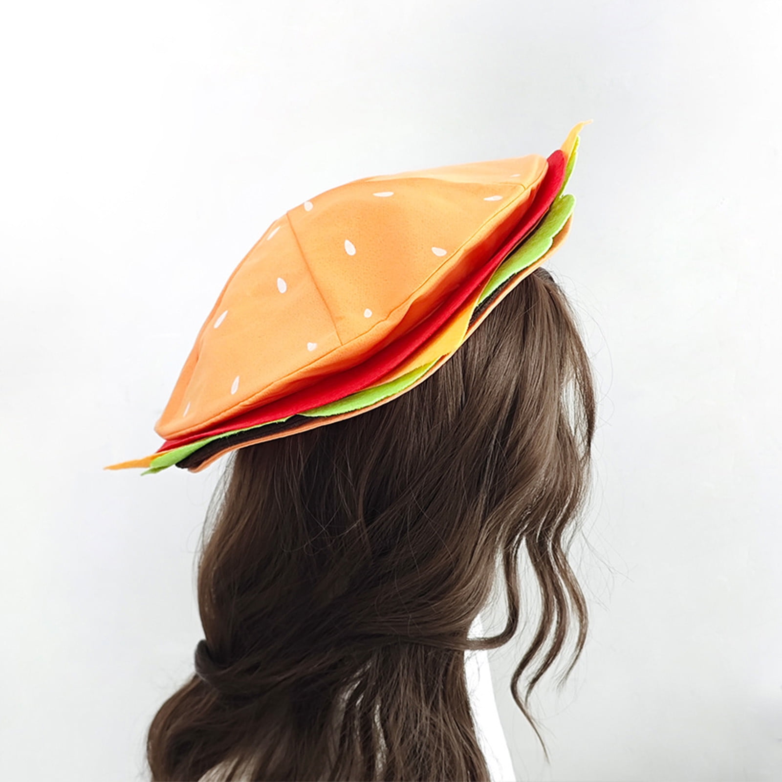 Floleo Halloween Decor Hamburger Hat - Funny Costume Party Hat, Soft ...