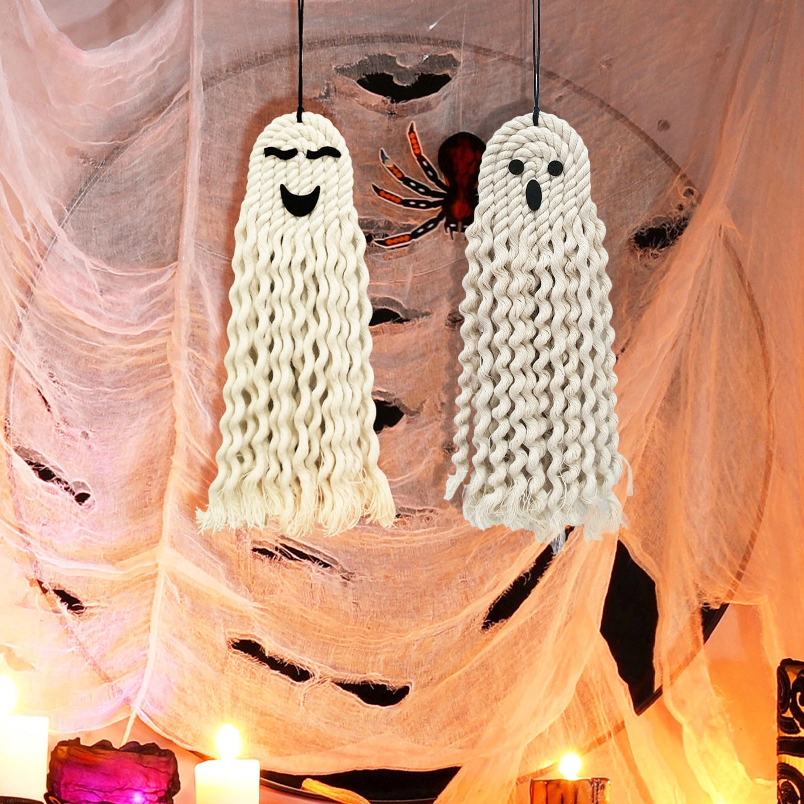 Floleo Halloween Decorations Ghost Decor Macrame Wall Hanging Home ...