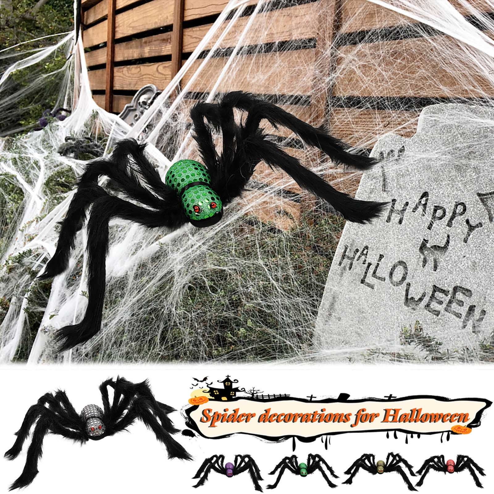 Floleo Halloween Decorations Giant Spider,Hairy Scary Fake Skull ...
