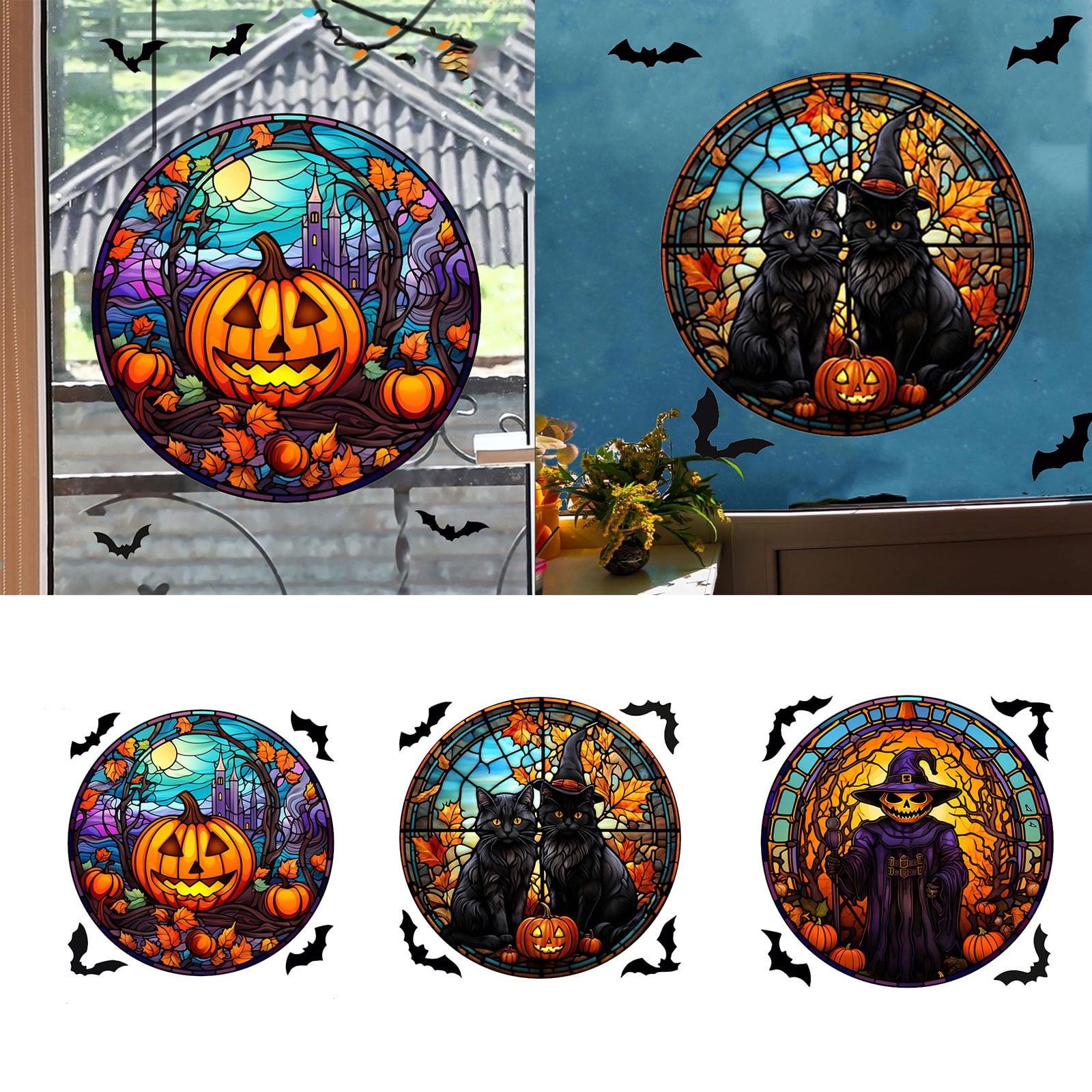 Floleo Halloween Decorations Window Clings- Window Stickers Pumpkin ...