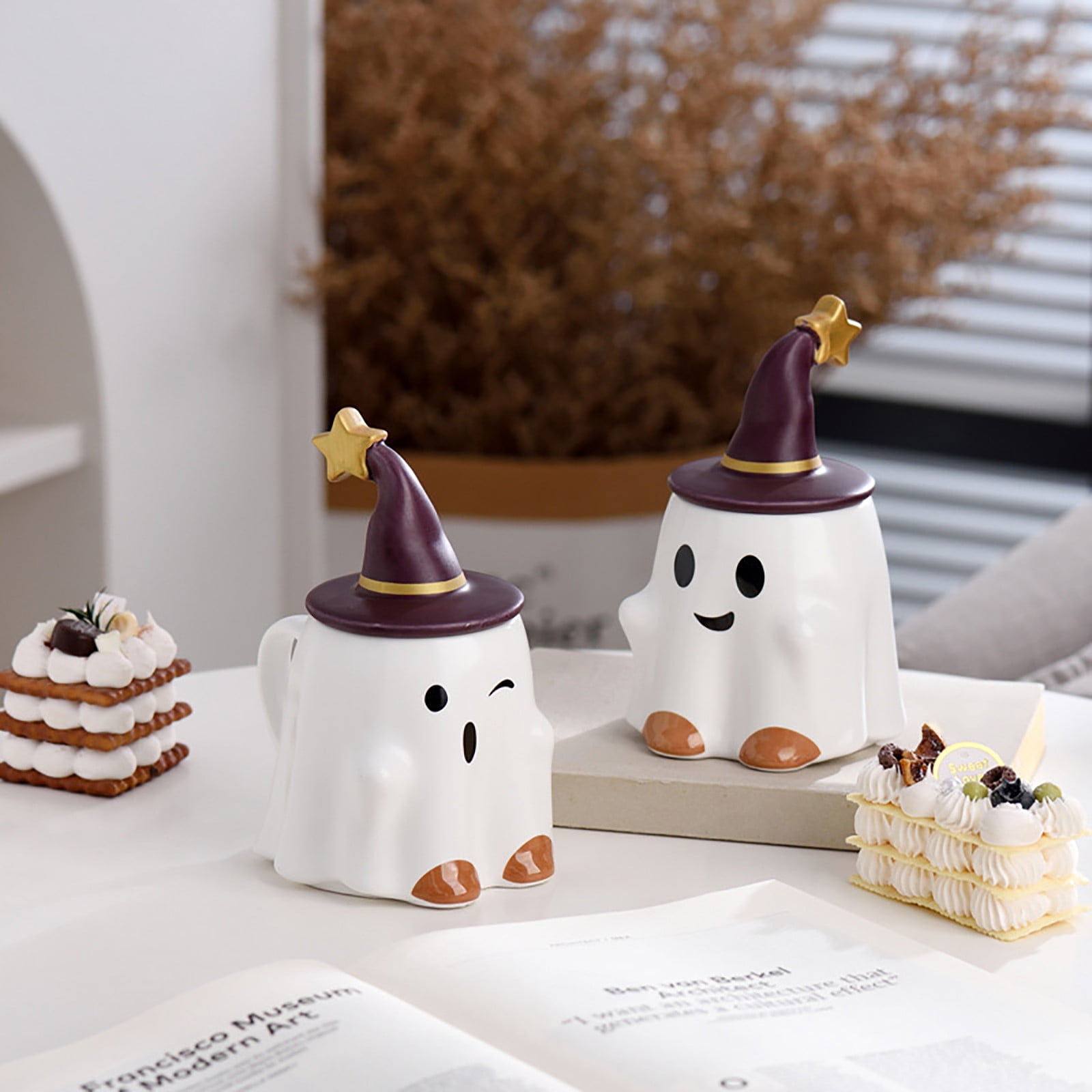 Floleo Halloween Ghost Mug And Spoon Combination Halloween Ghost Cup ...