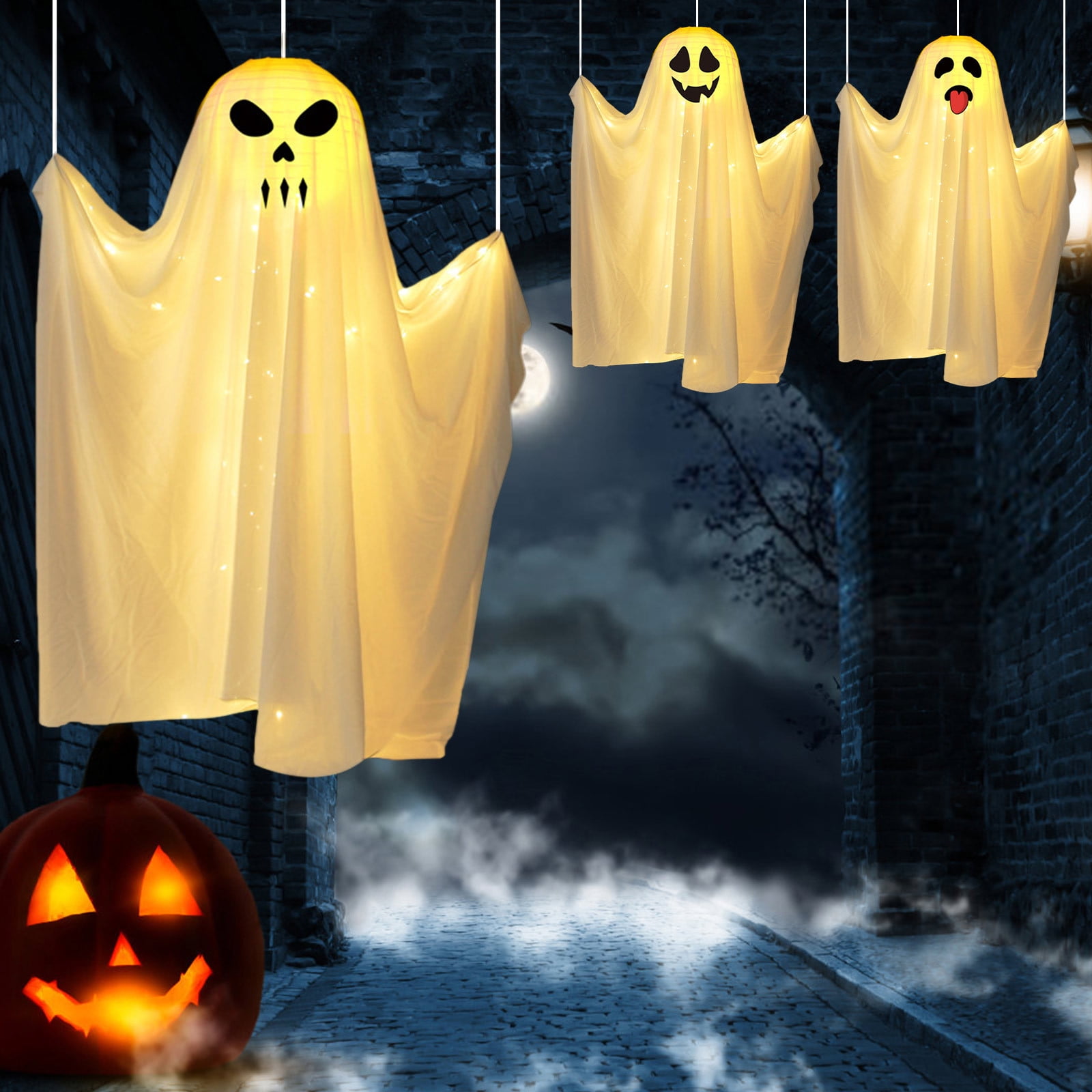 Floleo Halloween Ghost Pendant Decorations Lamp Halloween Ghost Light ...