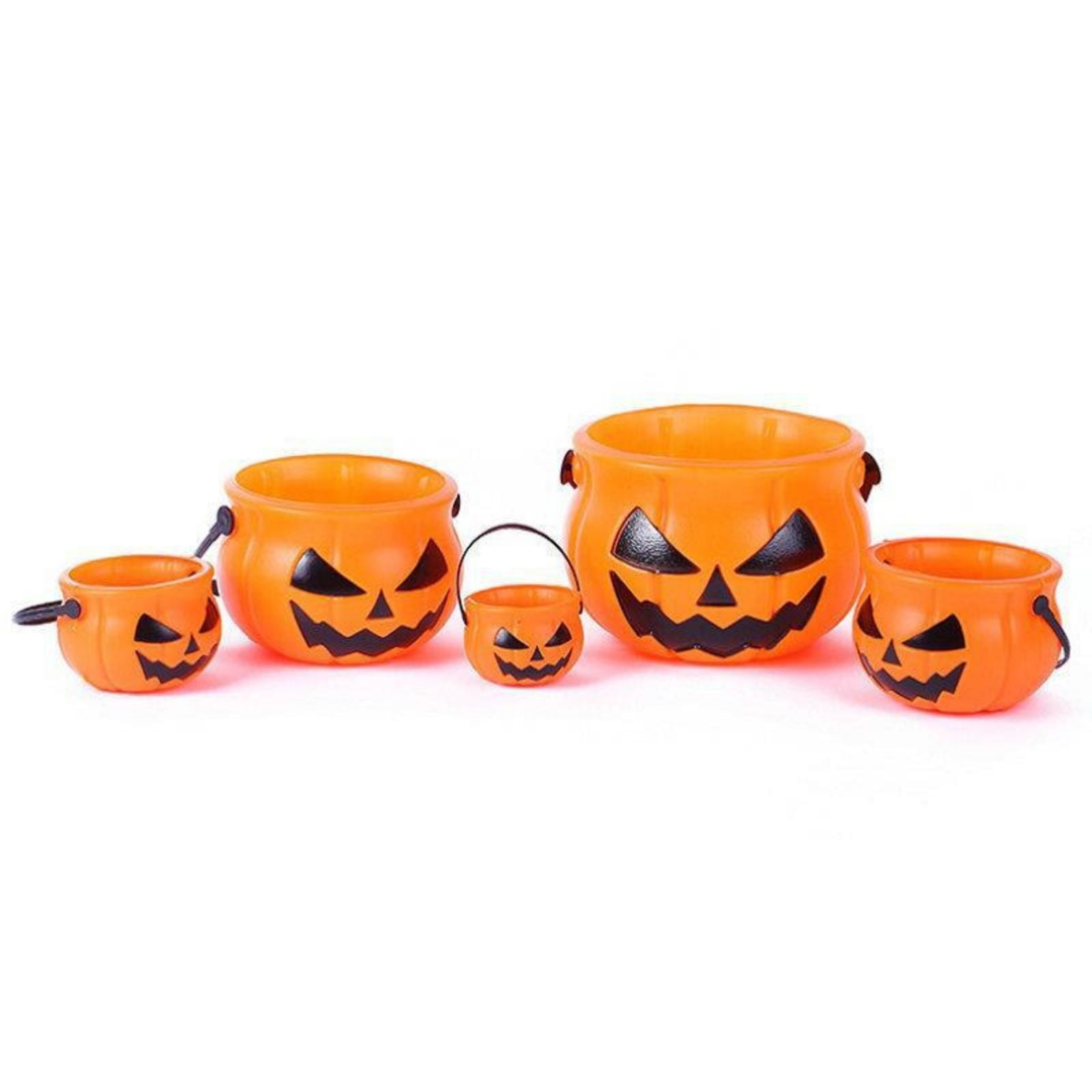 Floleo Halloween Plastic Pumpkin Portable Pumpkin Bucket Trick-Or-Treat ...
