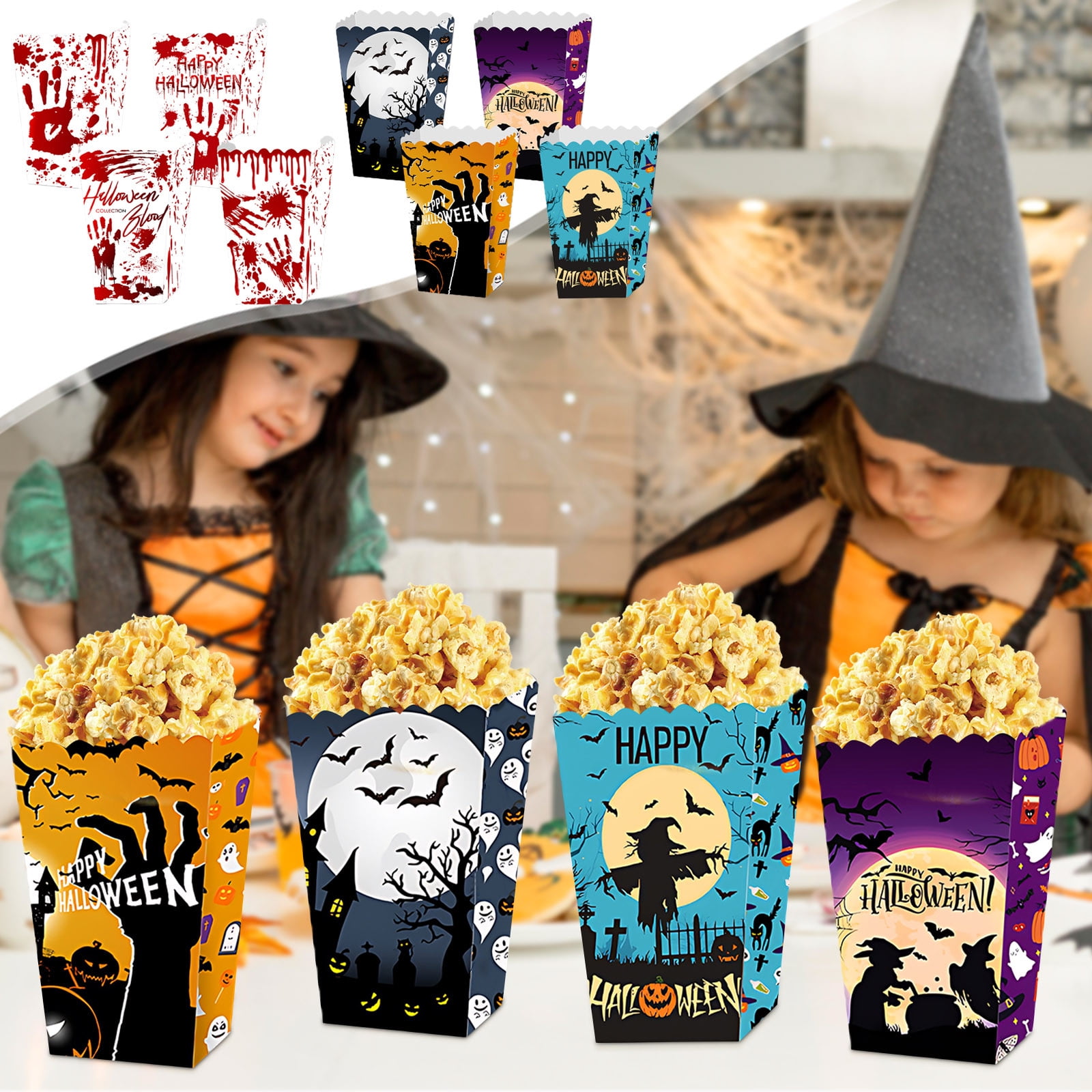 Floleo Halloween Popcorn Box Halloween Theme Party Popcorn Favor Boxes ...