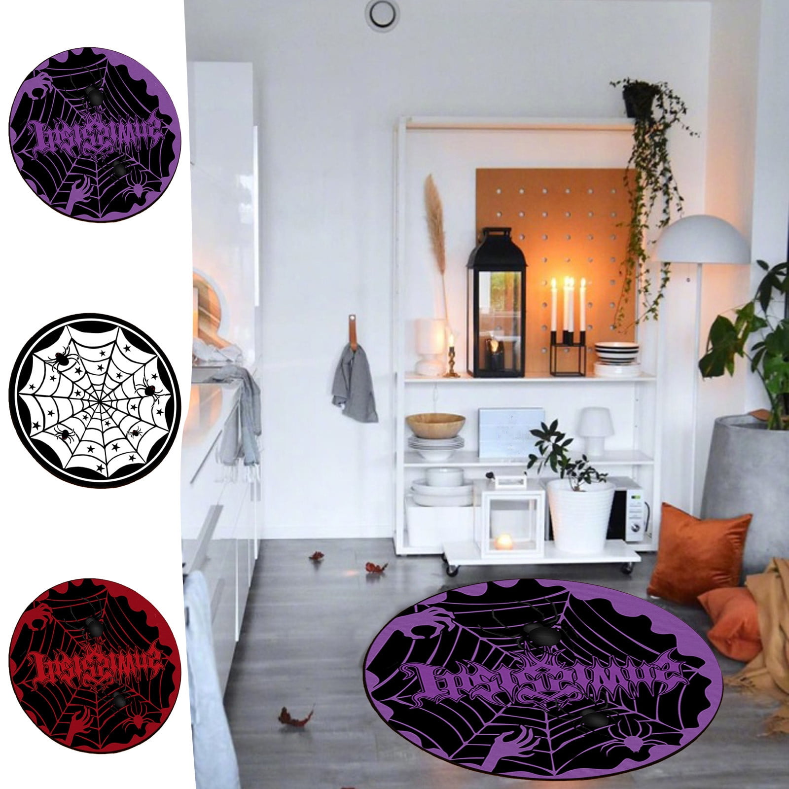 Floleo Halloween Rug Fairy Rug Large Round Door Mat Black Gothic Goth ...