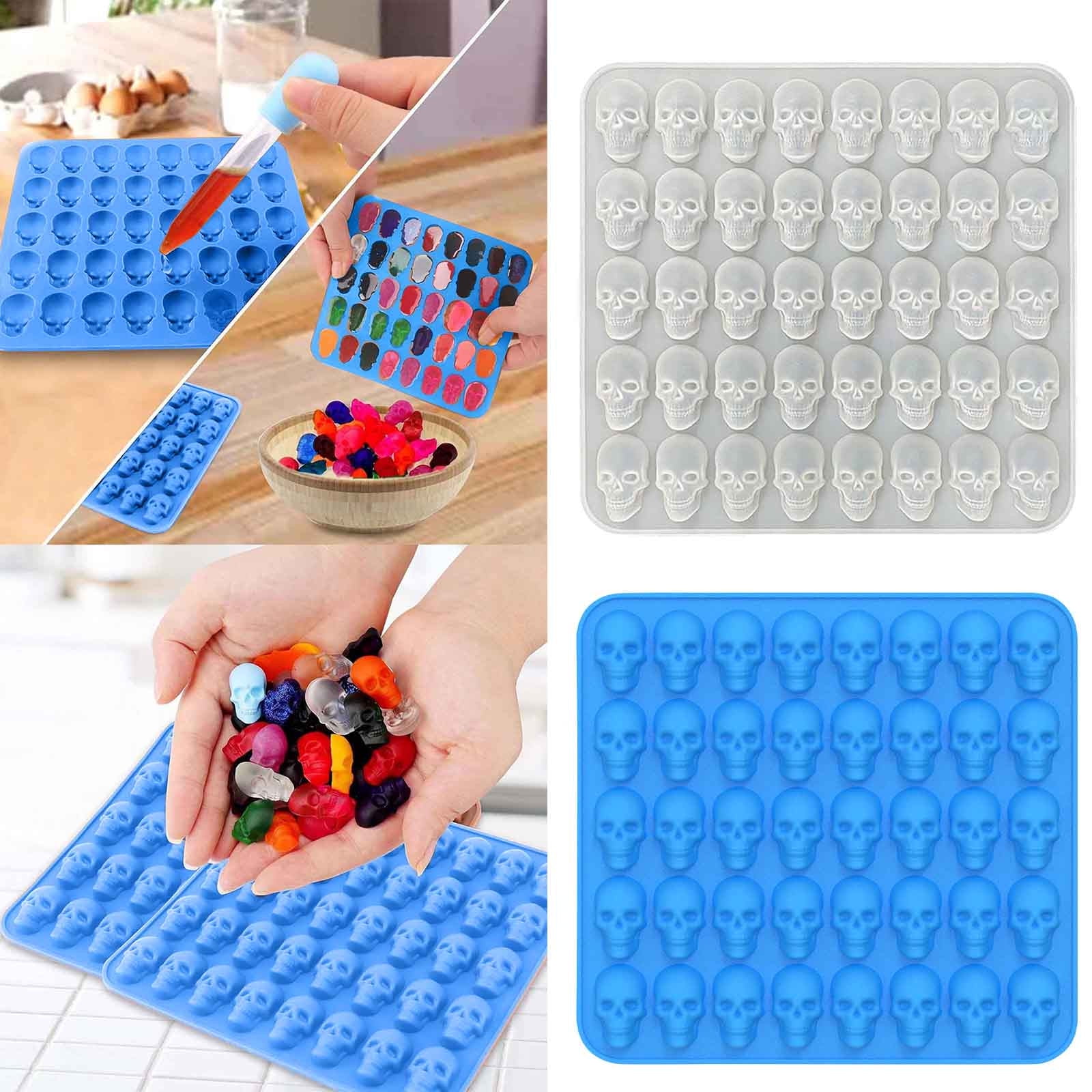 Floleo Halloween Skull Ice Cube Trays Silicone Chocolate Mold Wax Melt ...