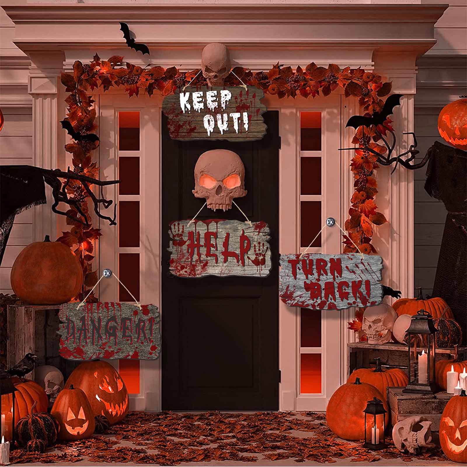 Floleo Halloween Welcome Sign For Front Door Hanging Horror Decor Wood ...