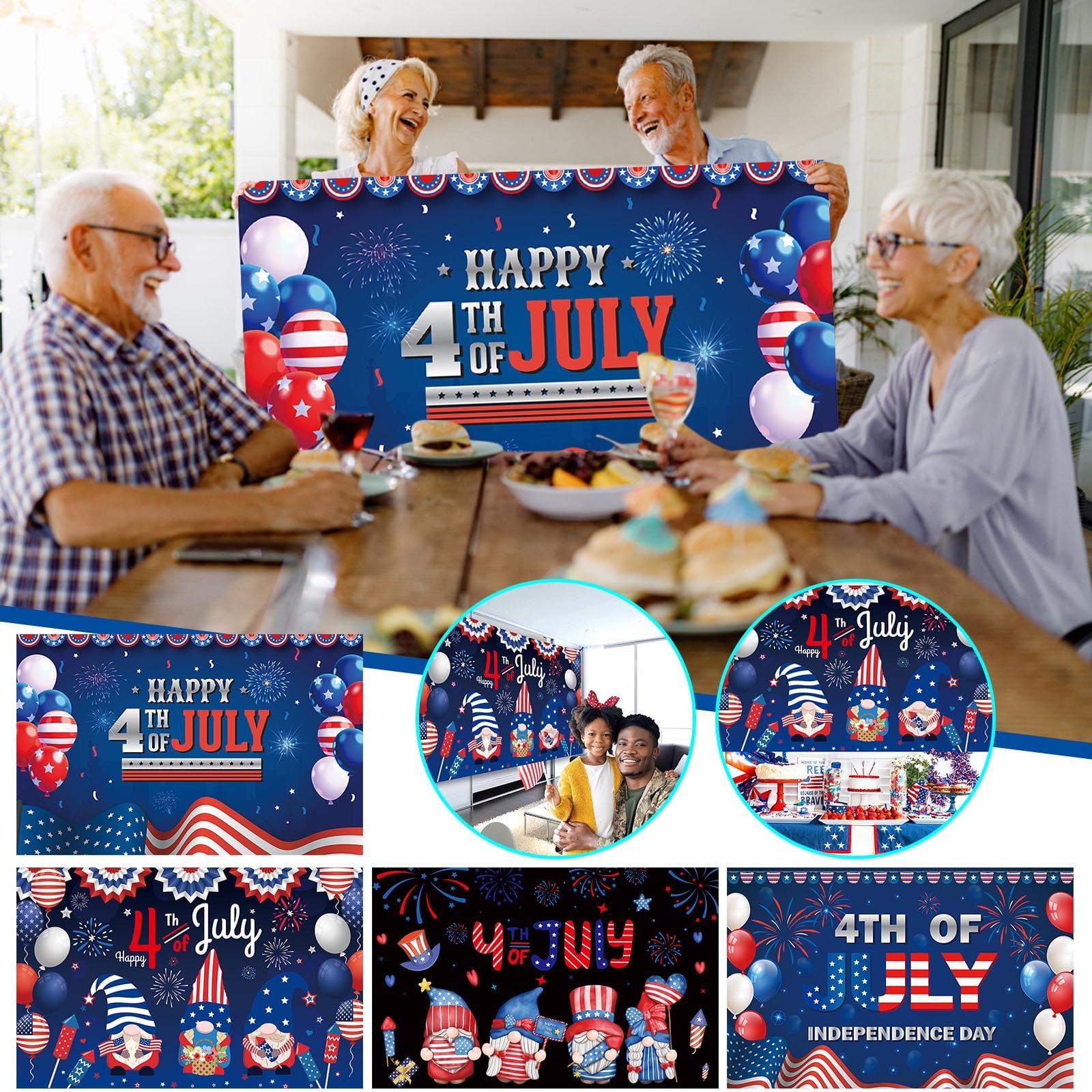 Floleo Happy 4Th Of July Decorations Banner Patriotic Outdoor Banner ...