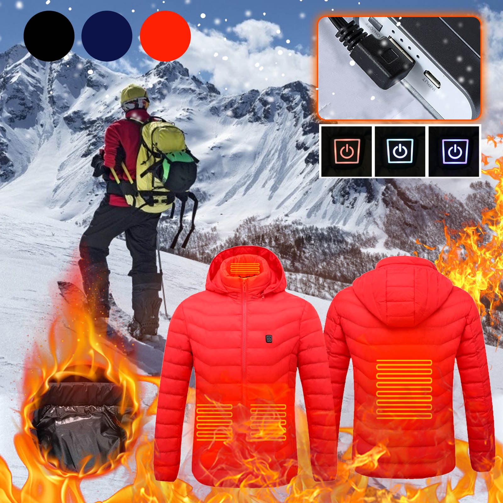 Floleo Heated Jacket Men'S Women'S Winter Outdoor Electric Heating ...