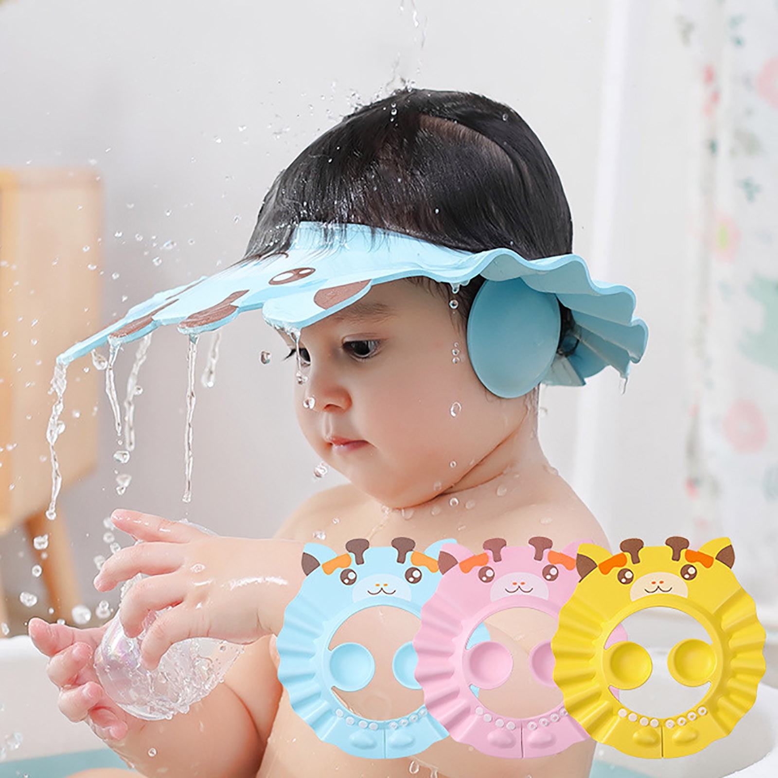 Floleo Kids Shower Cap Shampoo Sheild Bath Visor Waterproof Hair Wash ...