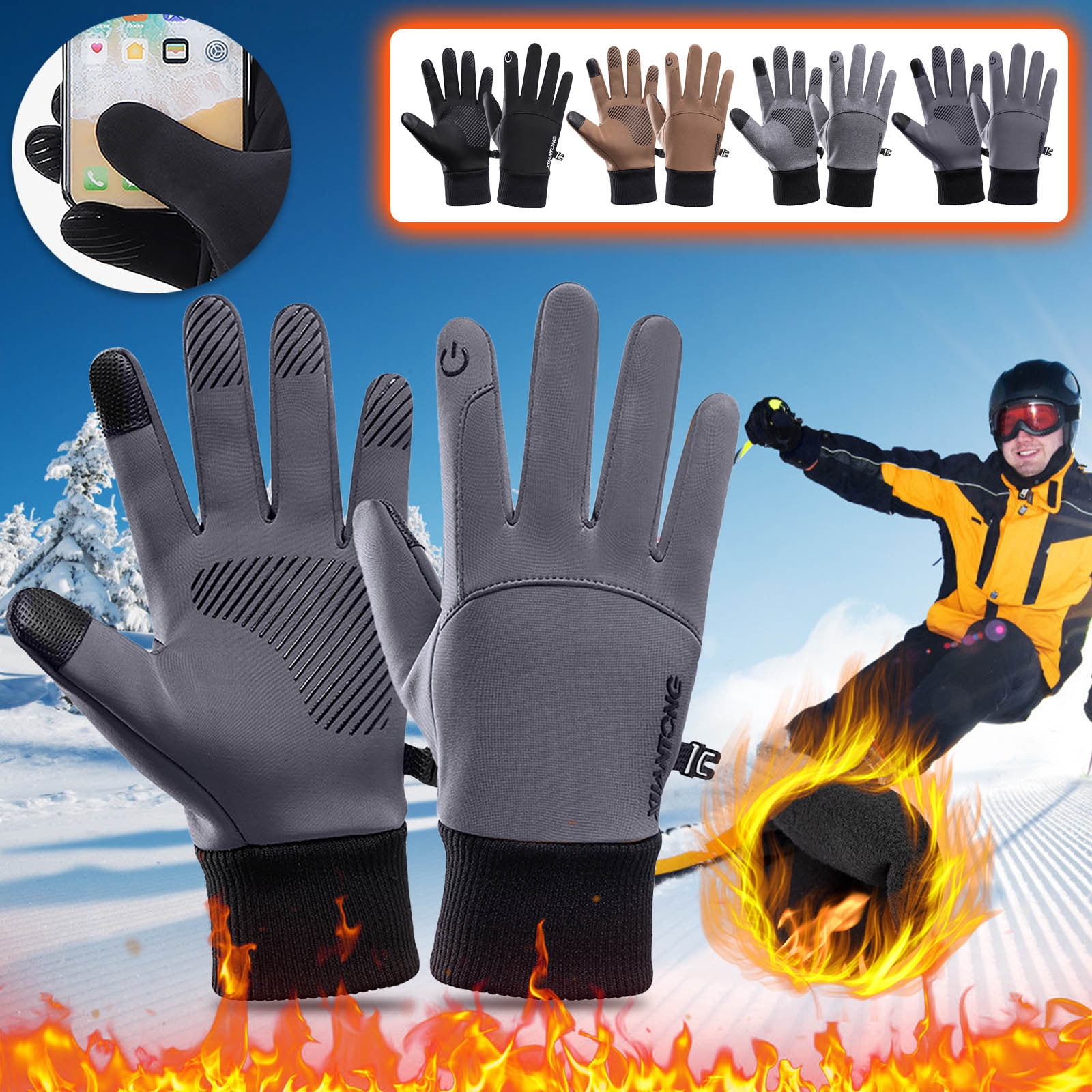 Fnochy Lightweight Winter Gloves For Men Women, Warm Water Resistant ...