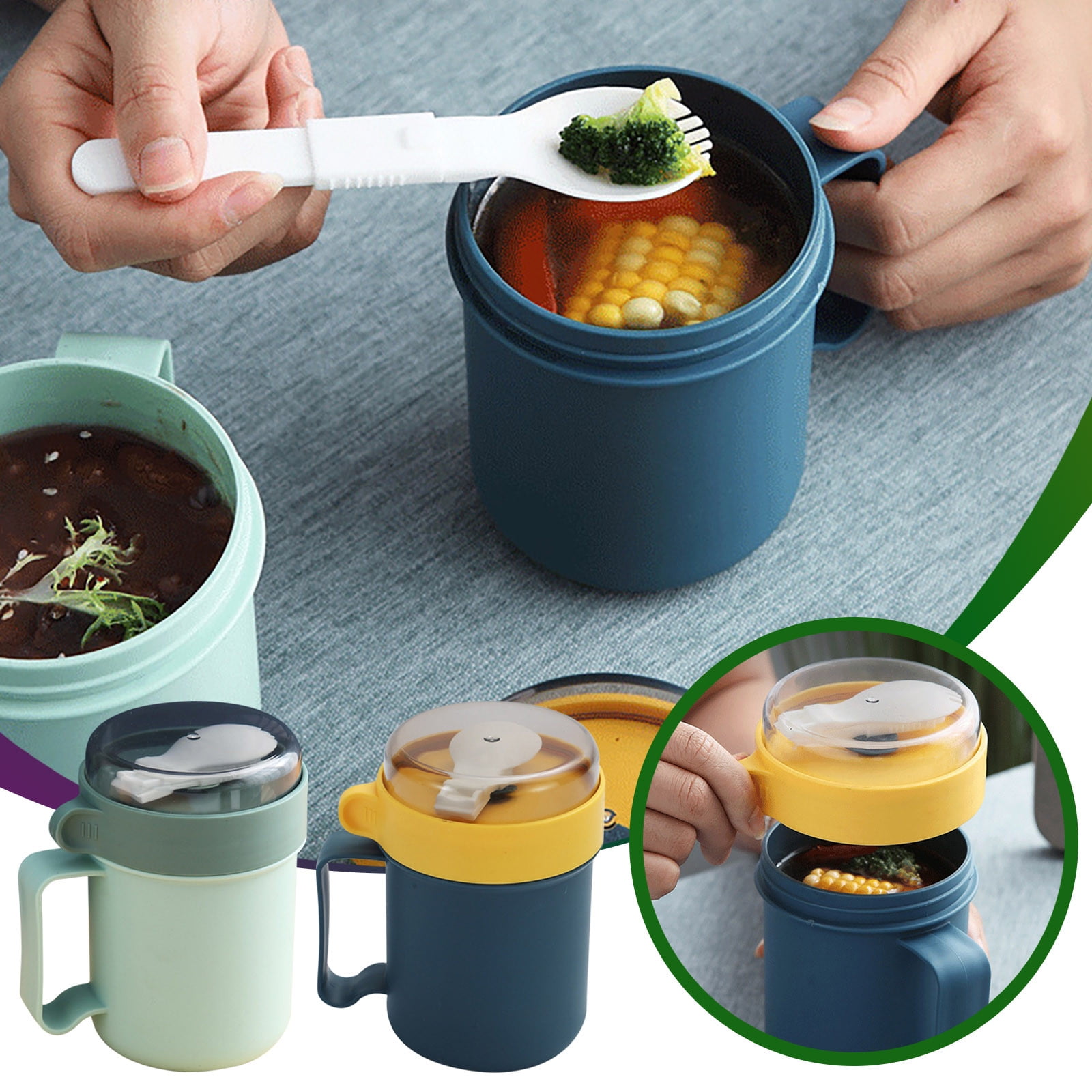 Fnochy Microwave Safe Bowls Lunch Container Soup Mug With Handle And ...