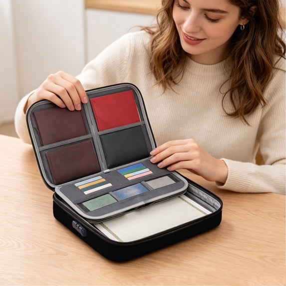 Floleo Multilayer Locking Document Organizer Bag with 3-Digit Password ...