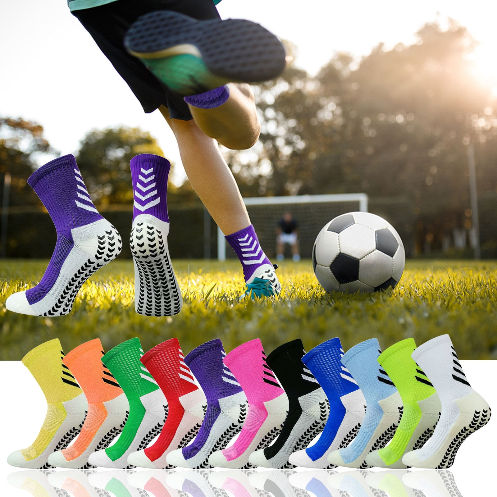 Floleo Non-Slip Sports Socks Men Women, Grip Soccer Sock, Cotton ...