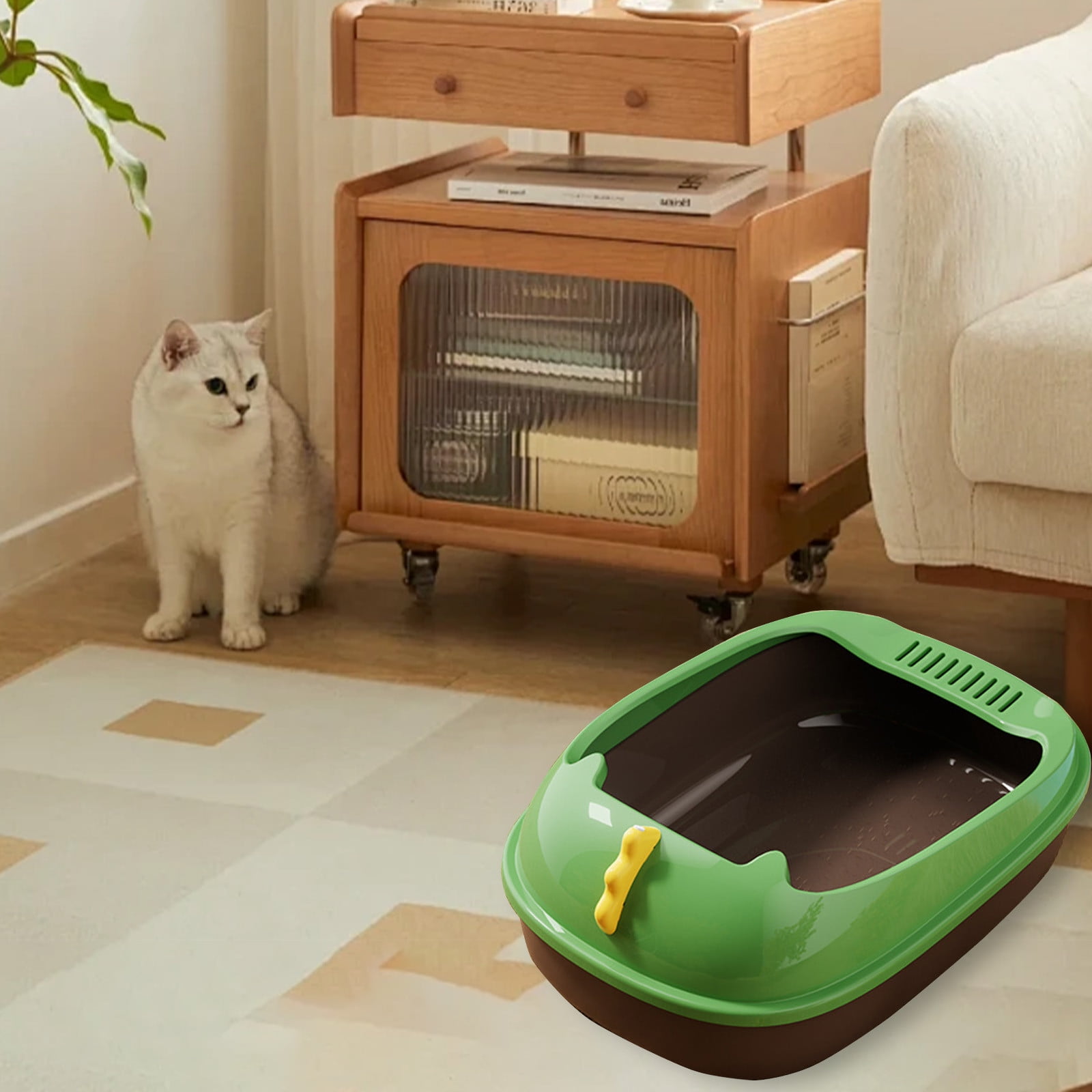 Floleo Open Cat Litter Box, Anti-Splashing Cat Toilet With Litter ...