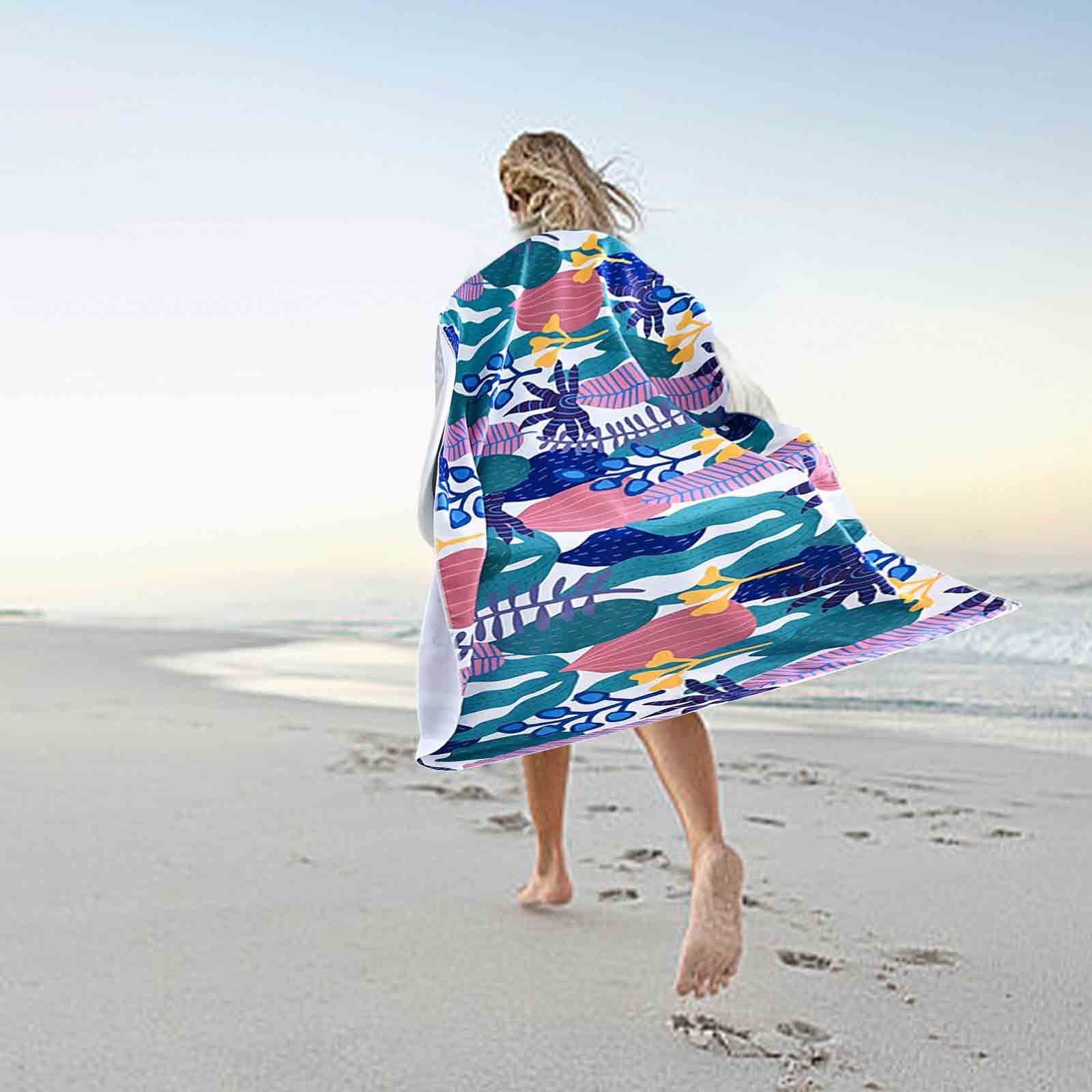 Floleo Oversized Beach Towel Cotton, Extra Large 28"X60" Thick Pool ...