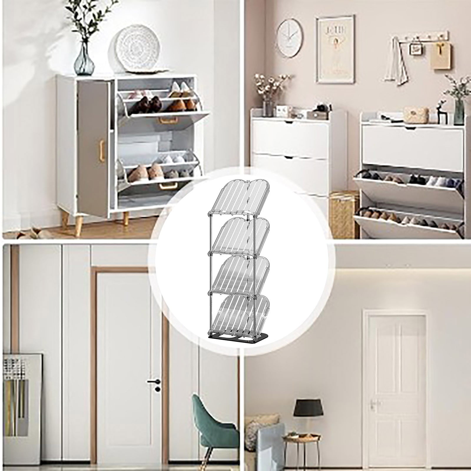 Floleo Shoe Rack Storage, Narrow 2/3/4 Tier Metal Shoe Storage Shelf ...