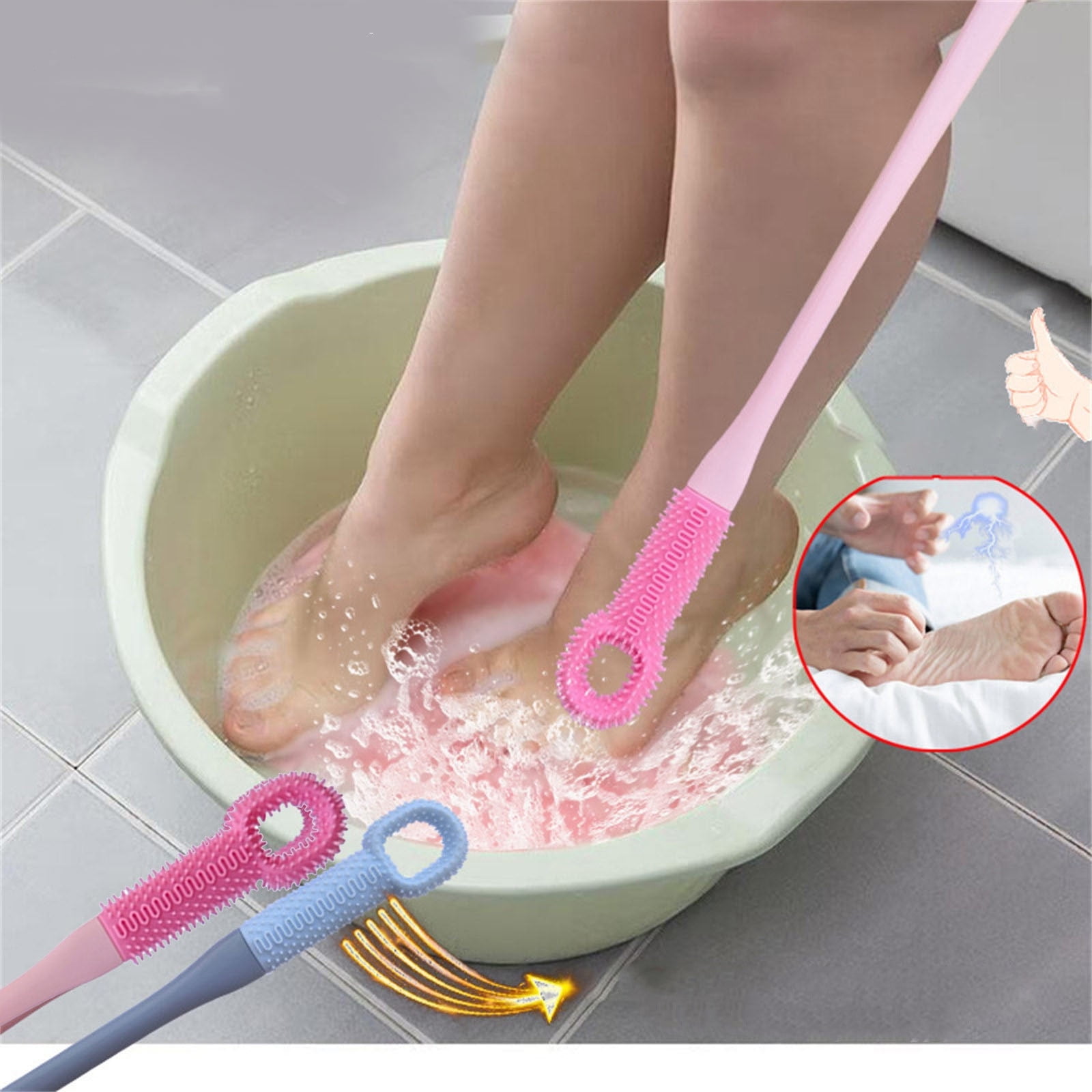 Floleo Shower Foot Scrubber Brush ,Toe Cleaning Brush ,Long Handle ...