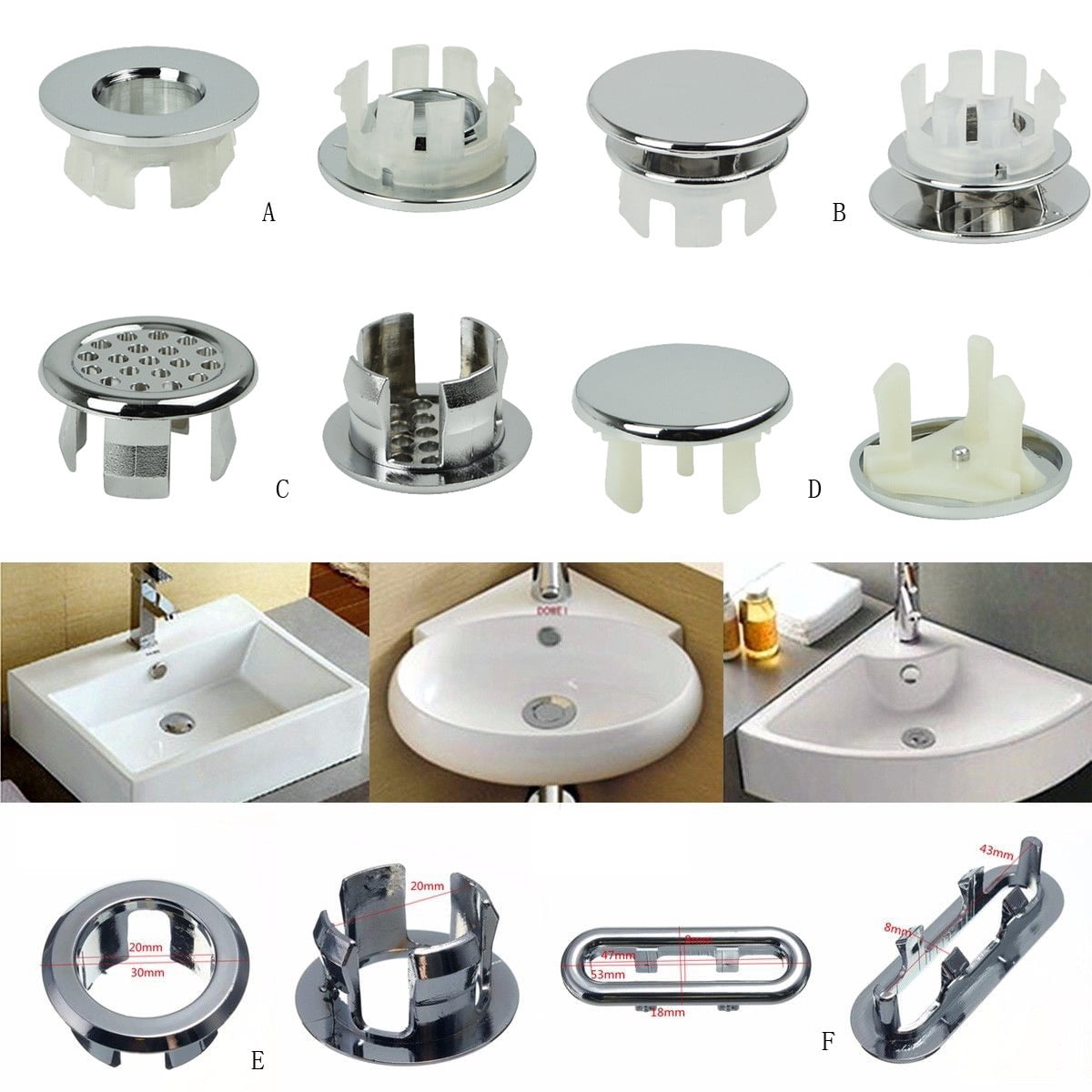 Floleo Sink Overflow Cover Basin Sink Ceramic Bathroom Vessel Kitchen ...
