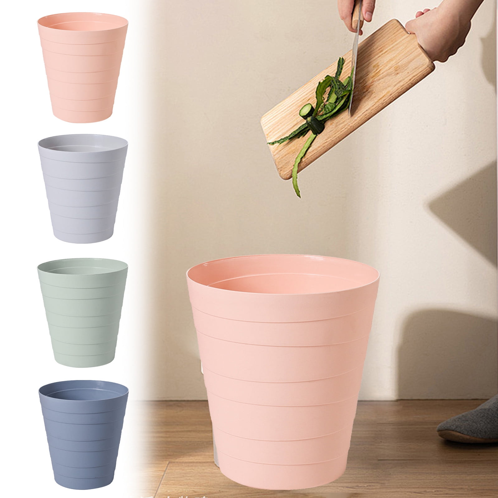 Floleo Slim Round Plastic Small Trash Can Wastebasket Garbage Container ... Floleo Slim Round Plastic Small Trash Can Wastebasket Garbage Container ...