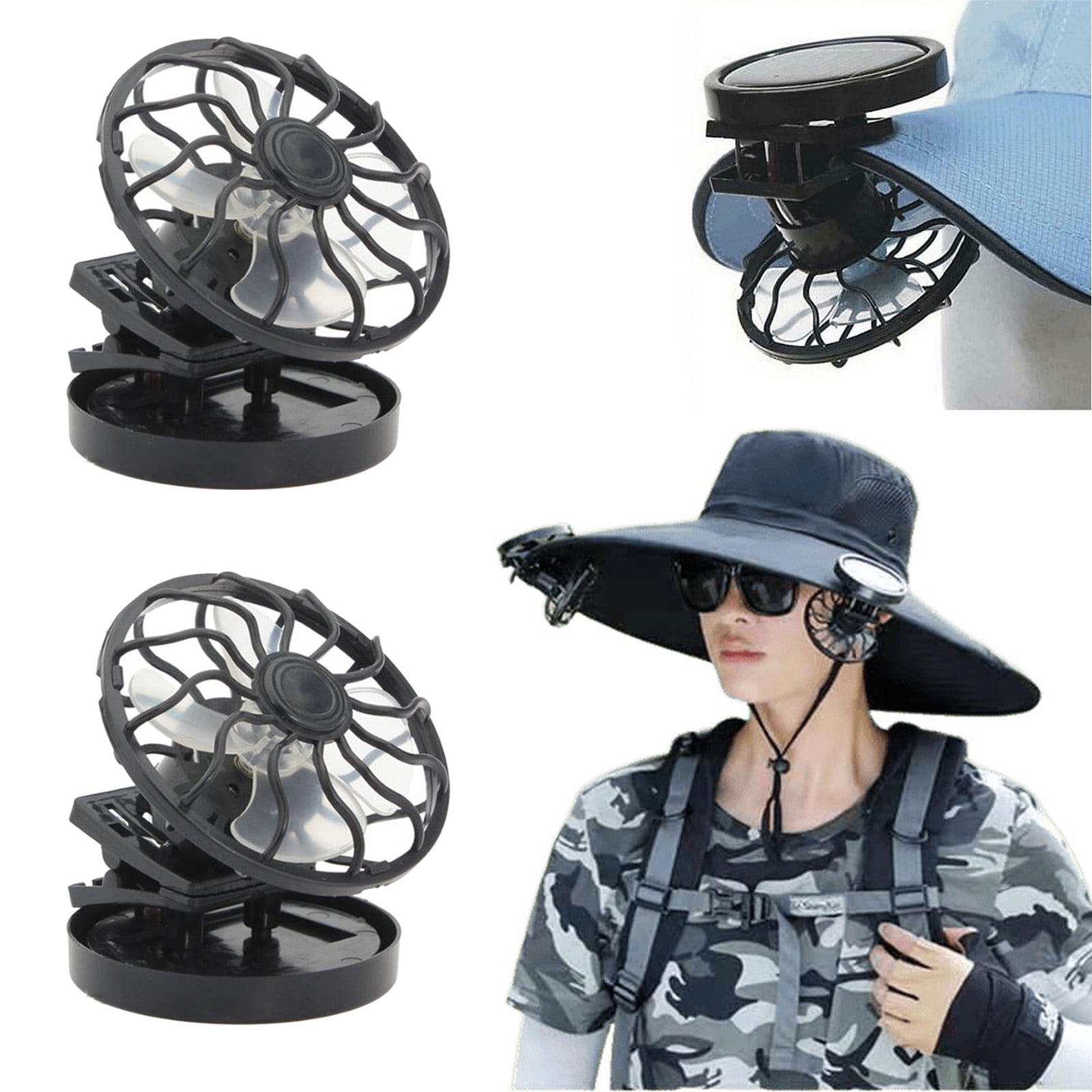 Floleo Solar Fan Hat Clip 2 Pack, Solar Powered Cooling Fan for Hats ...