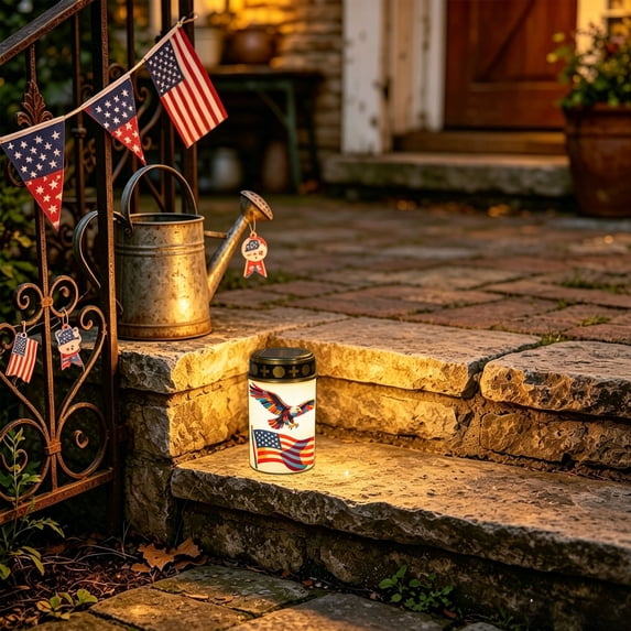 Floleo Solar Memorial Light, Patriotic USA Flag LED Cemetery Light ...
