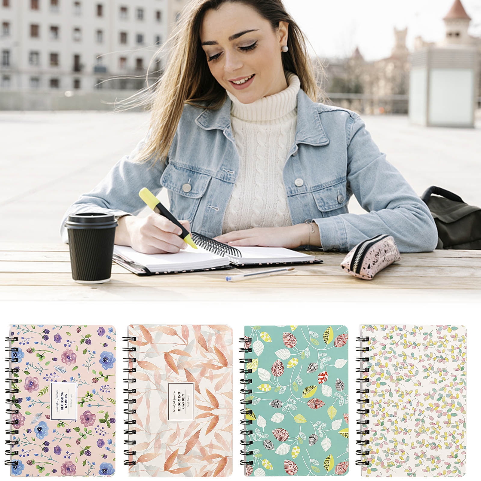 Floleo Spiral Journal Notebook, Hardcover Lined Journal For Women,Thick ...