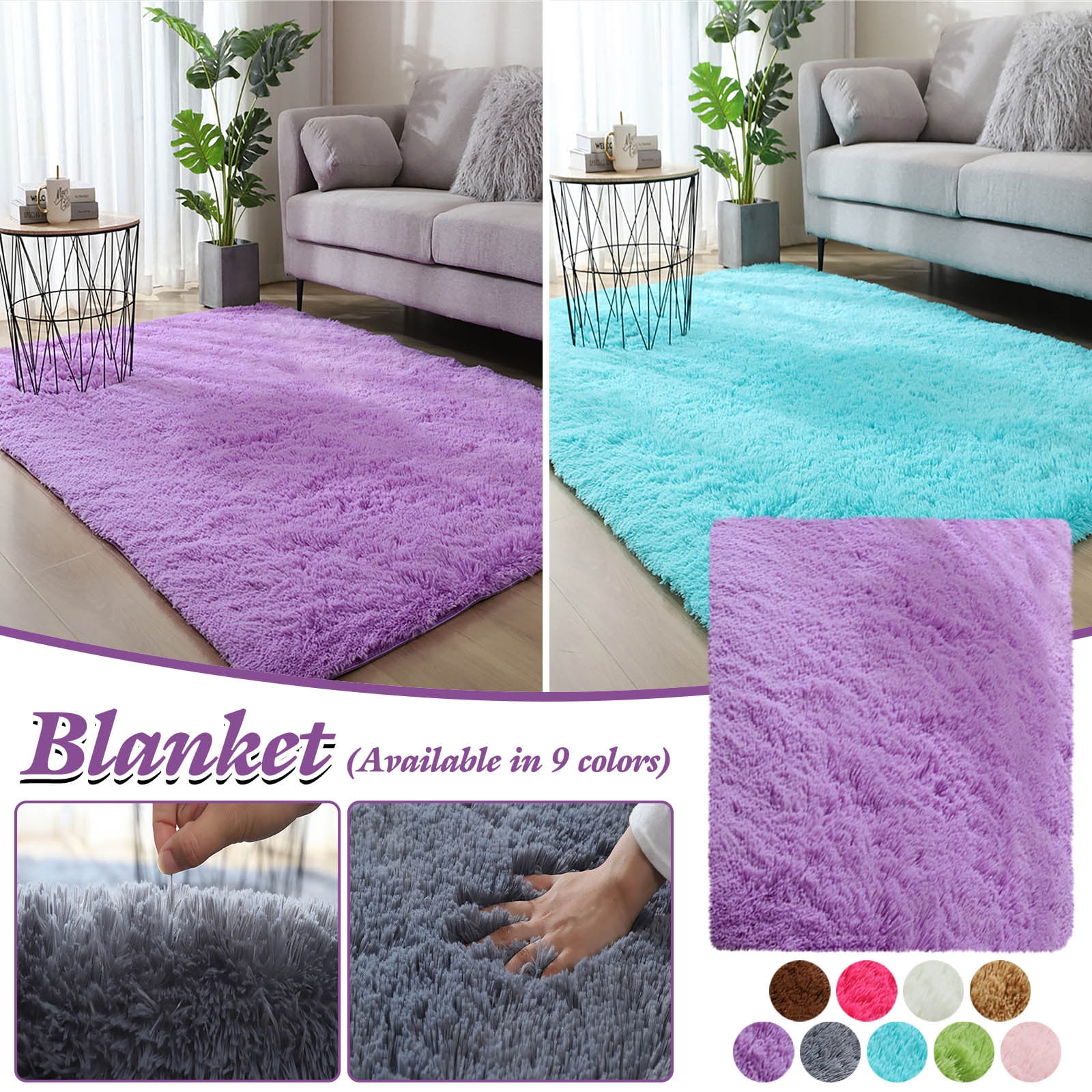 Floleo Super Soft Fluffy Faux Fur Sheepskin Rugs Bedroom Floor Sofa ...