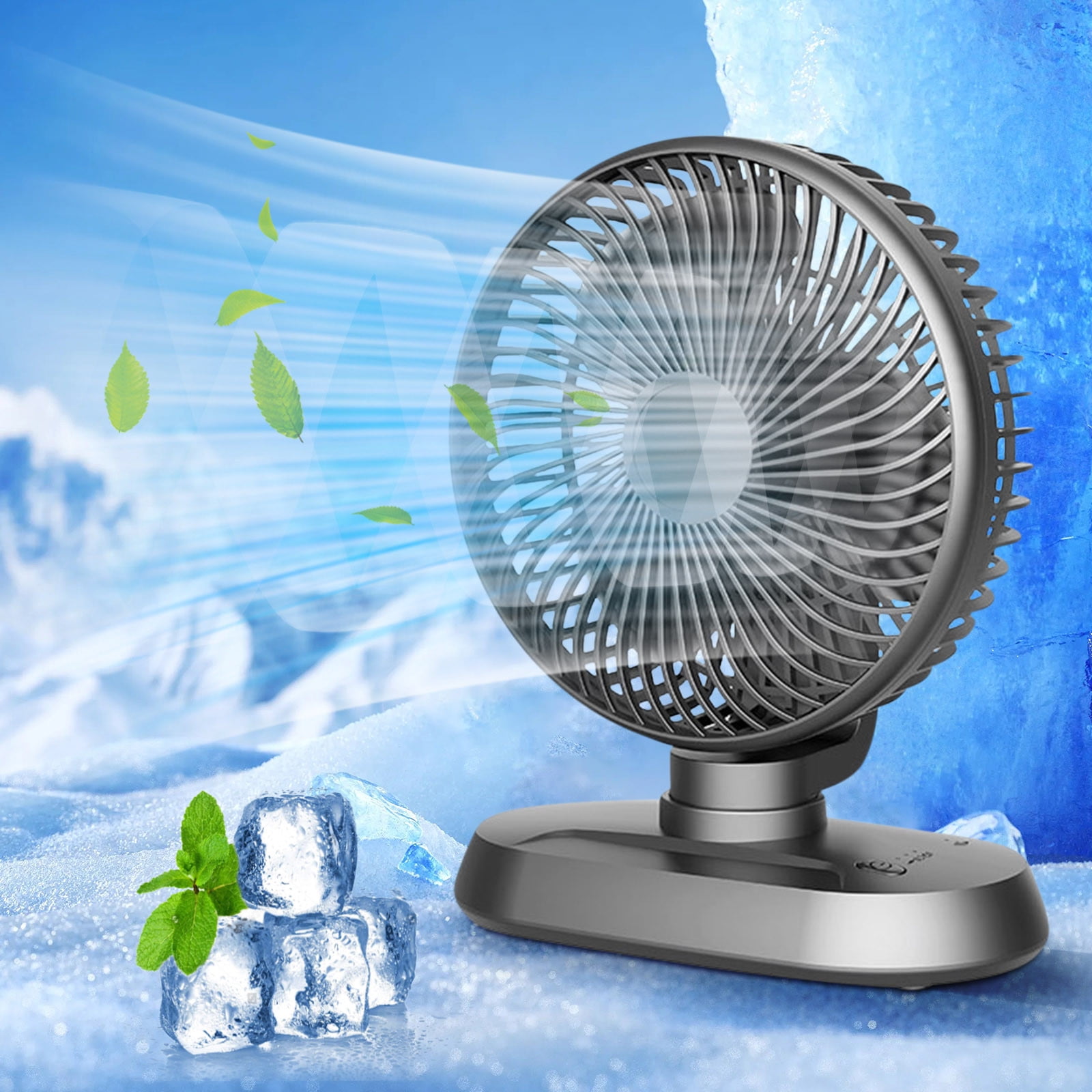 Floleo Table Fan, Rechargeable Battery Operated Desk Fan With Auto ...