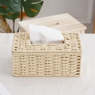 Mkono Boho Decor Metal Cube Woven Tissue Box Cover, Square Paper Holder ...
