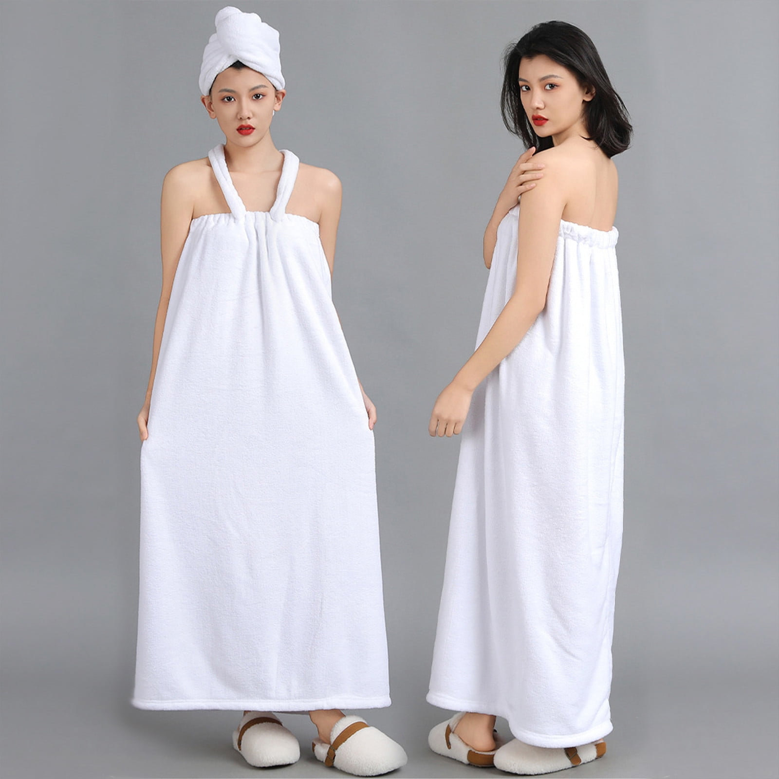 Floleo Women’s Spa Towel Wrap Soft Lightweight Bathrobe Adjustable ...